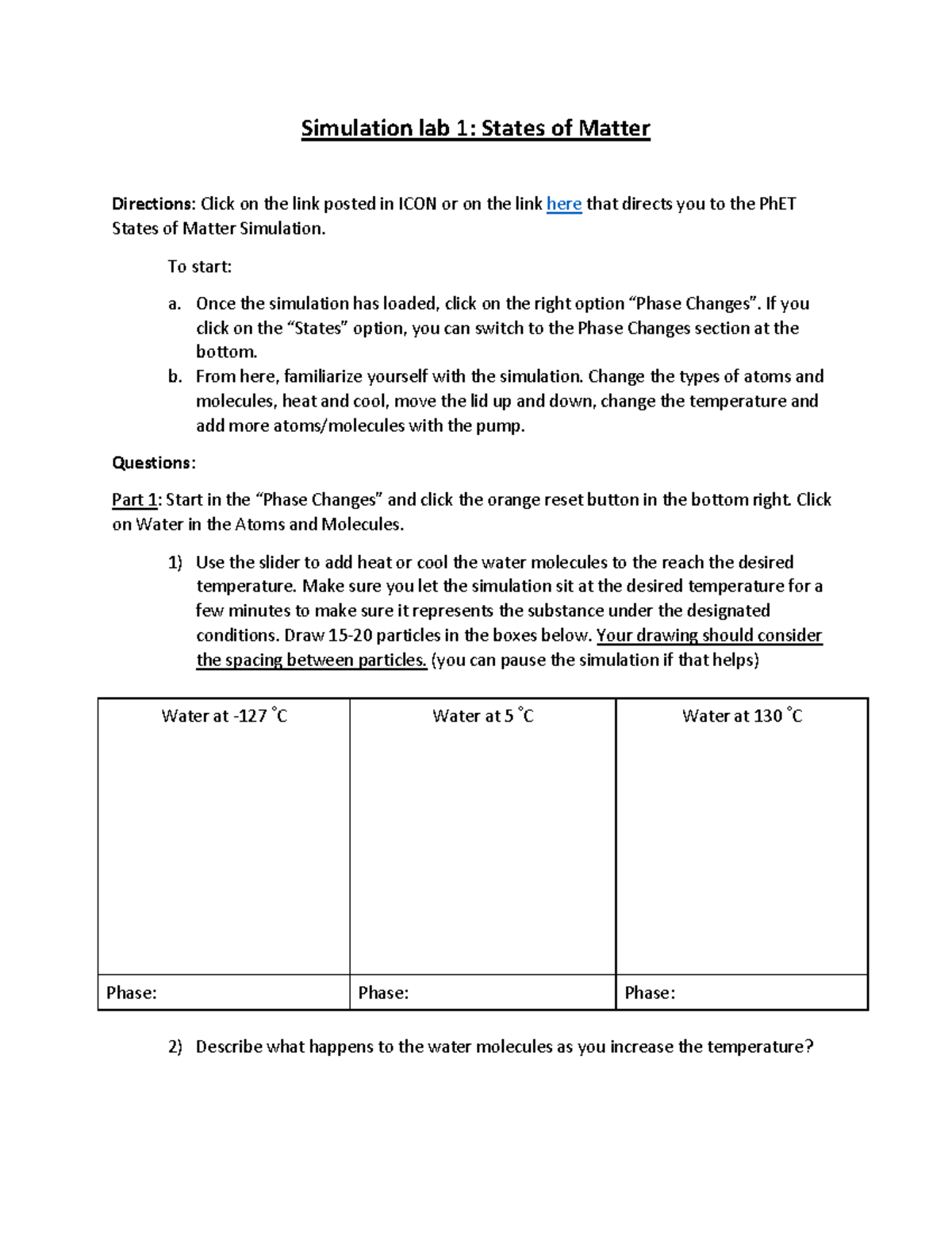 Simulation lab 1 - lab - Simulation lab 1: States of Matter Directions ...
