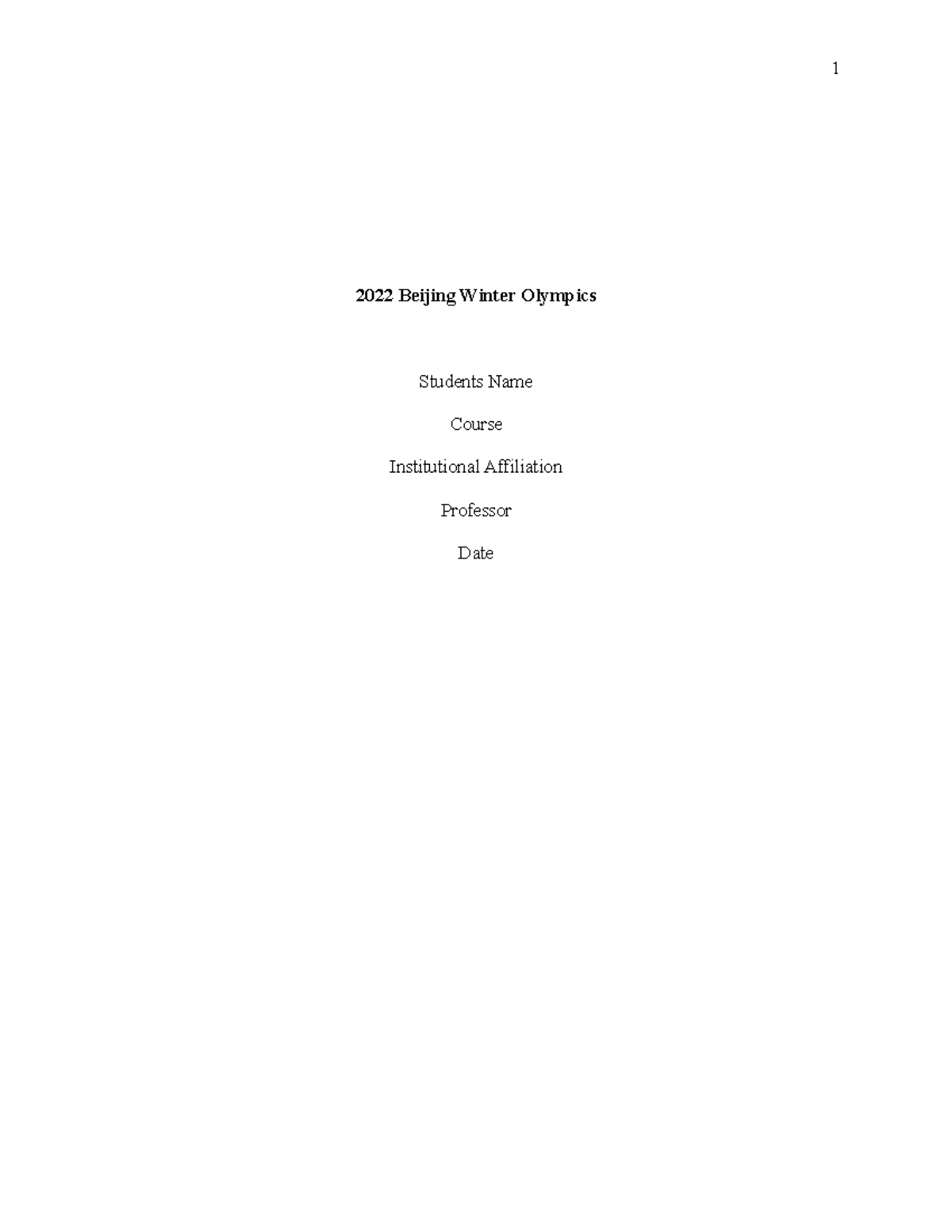 2022 Beijing Winter Olympics - 2022 Beijing Winter Olympics Students ...