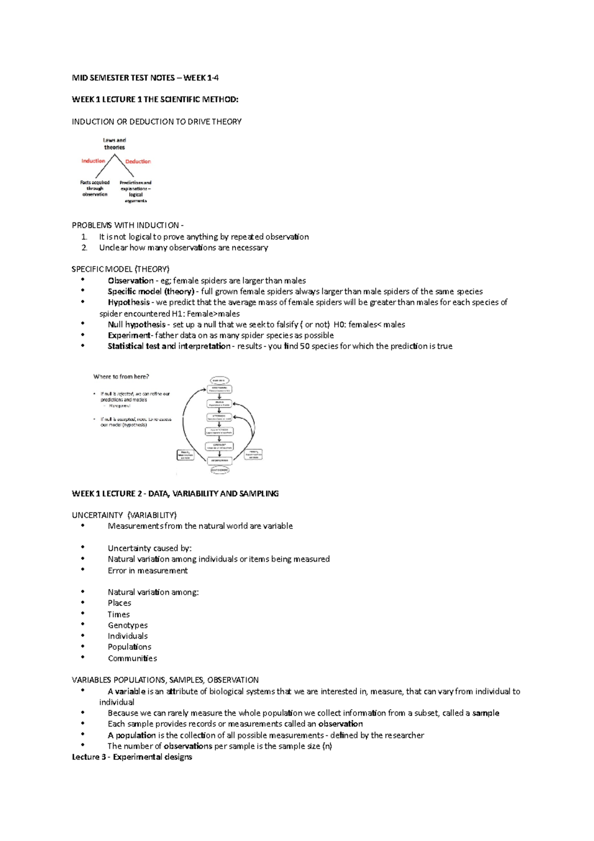 Research mid semester notes - MID SEMESTER TEST NOTES – WEEK 1-4 WEEK 1 ...