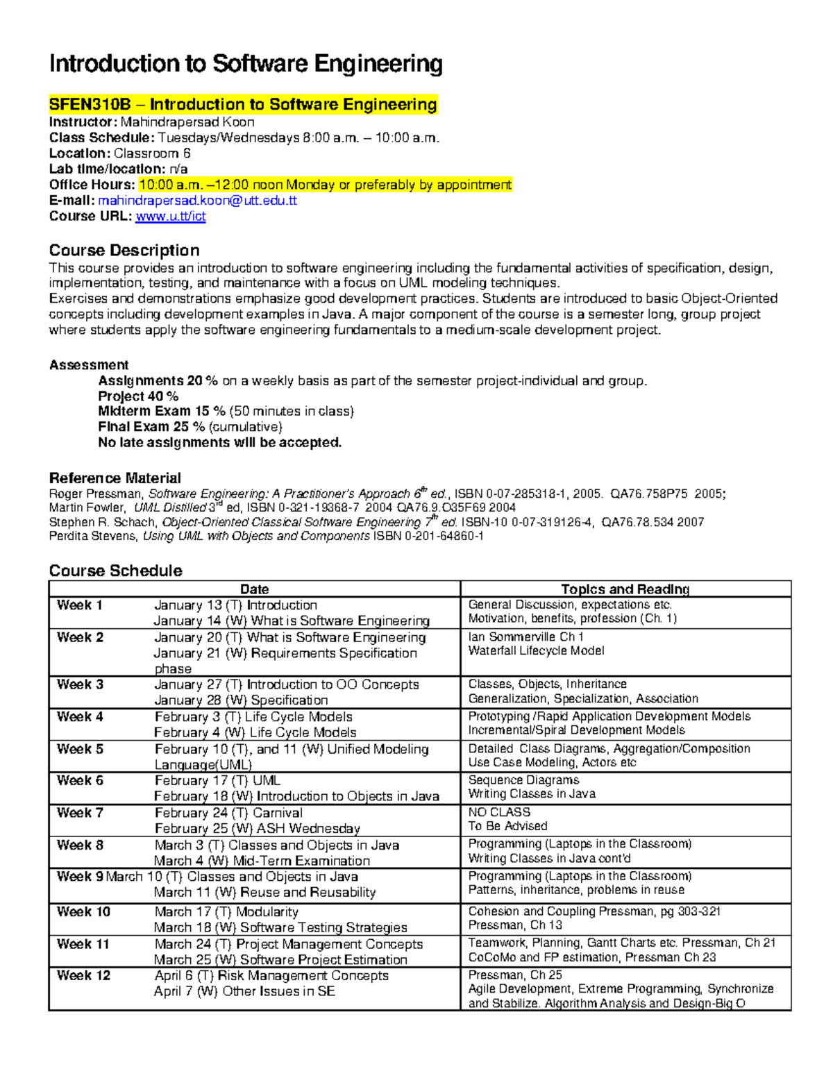 UTT - software engineering intro - Introduction to Software Engineering ...