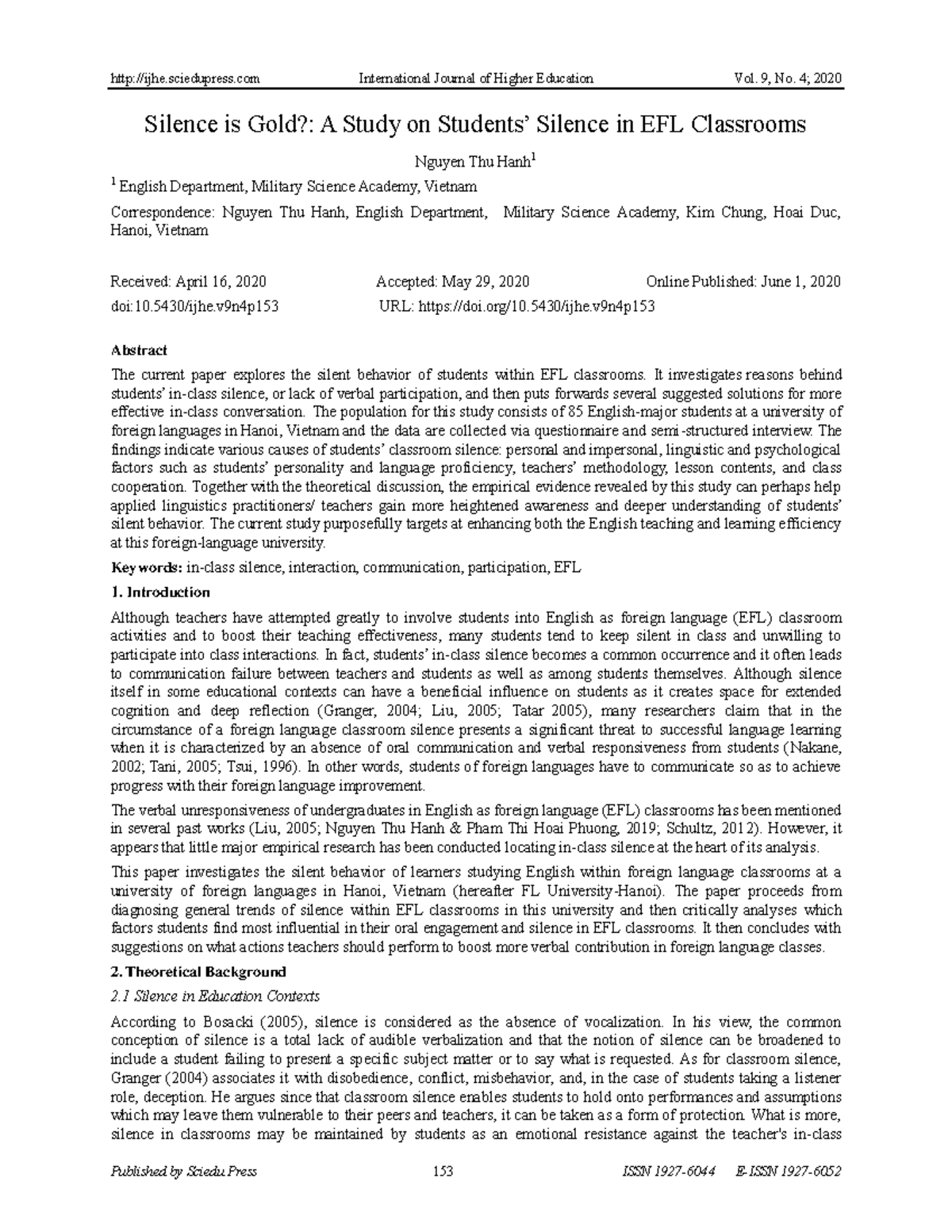 EJ1258946 - hope it helps - Silence is Gold?: A Study on Students ...