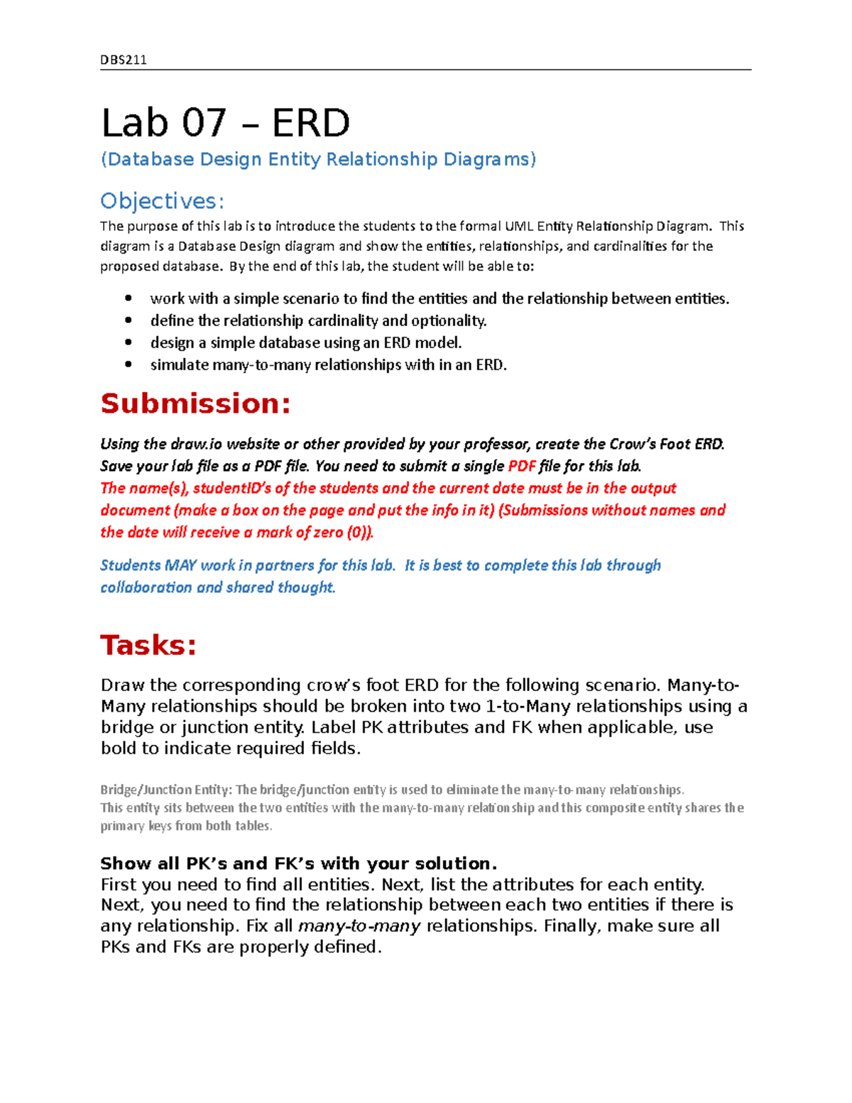 DBS211 Lab07 ERD - WINTER 2021 LYDIA LI - DBS Lab 07 – ERD (Database Design Entity Relationship ...