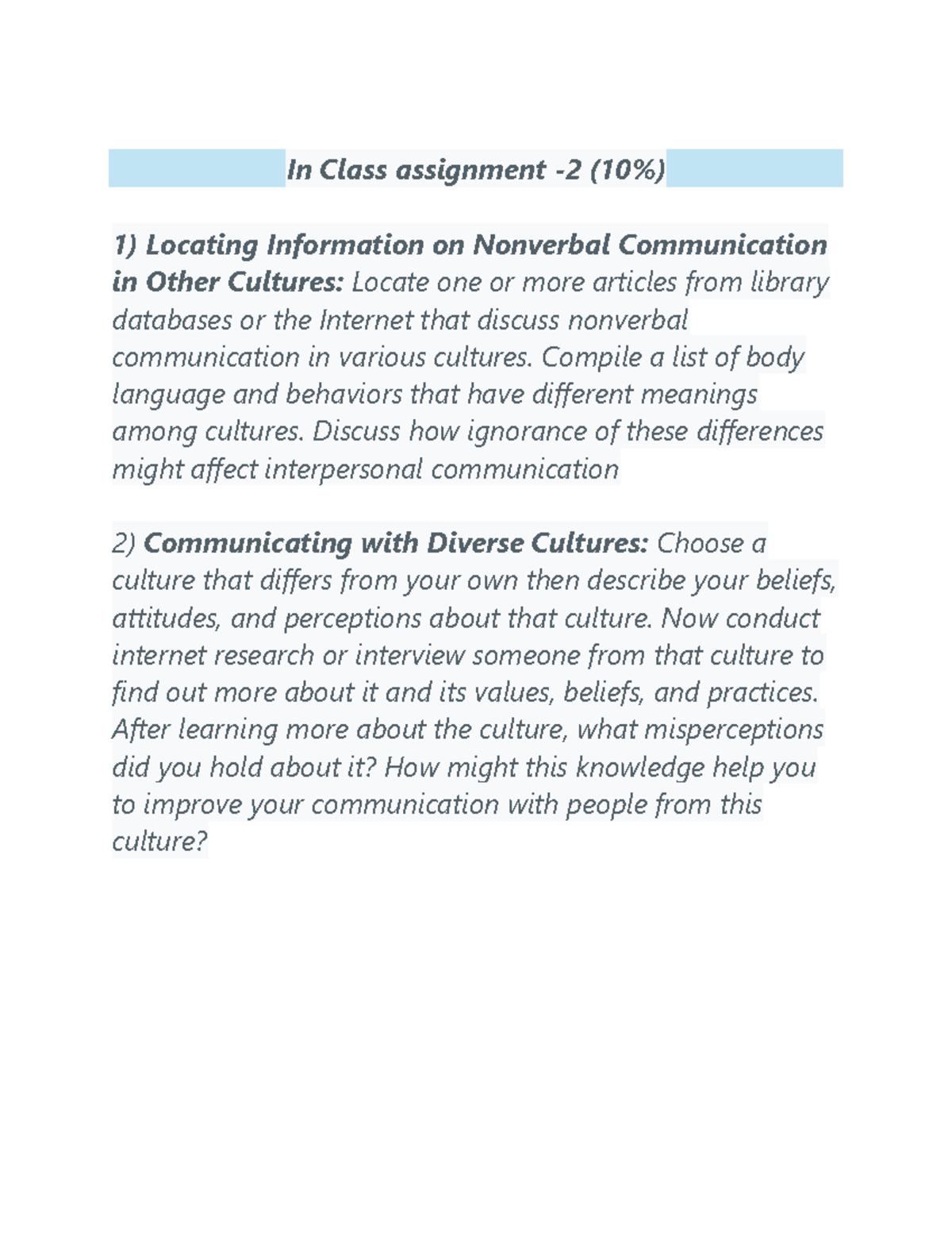 U1 - In Class Assignment 2 - In Class assignment - 2 (10%) Locating ...