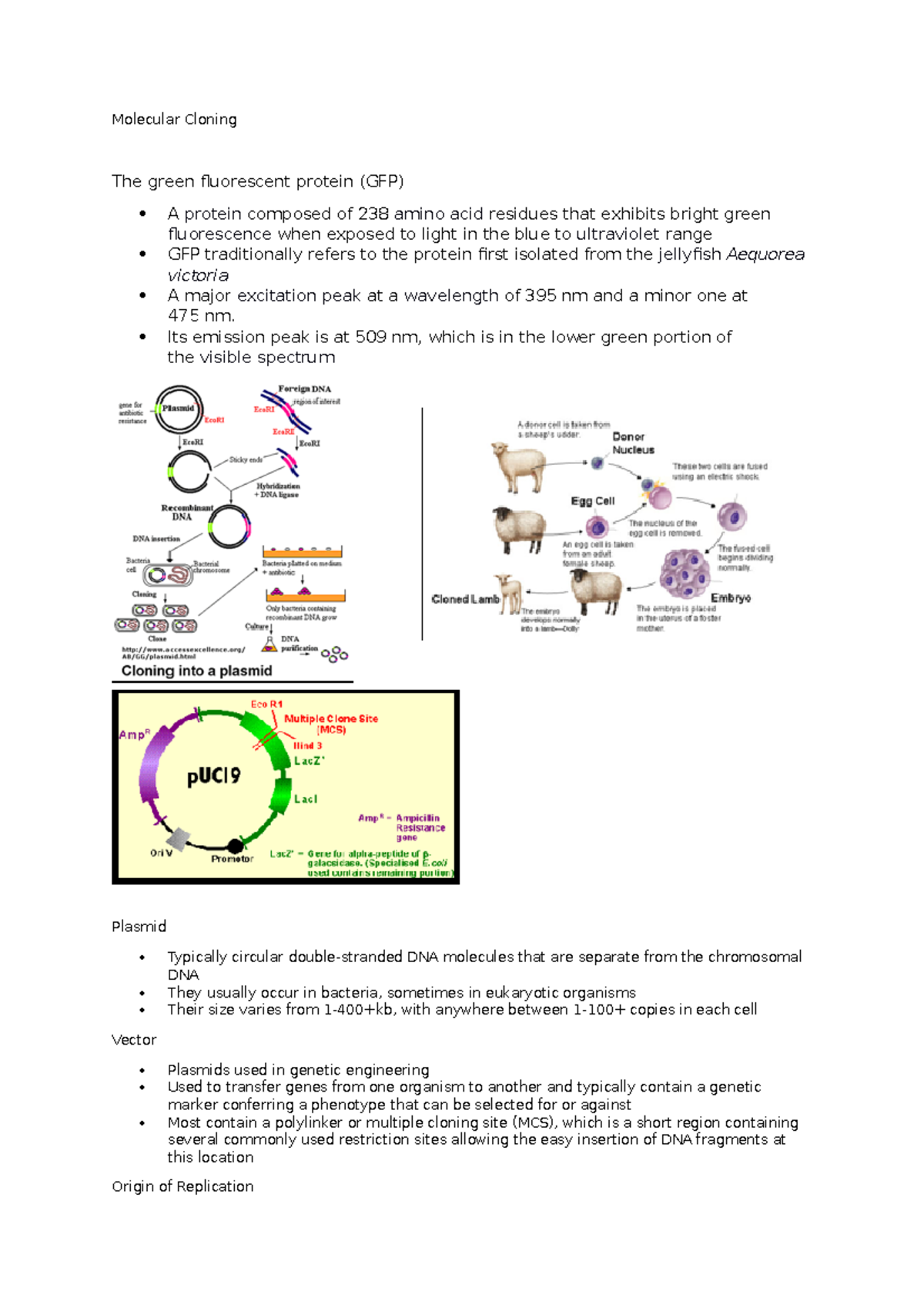 Molecular Cloning - Information on: The green fluorescent protein (GFP ...