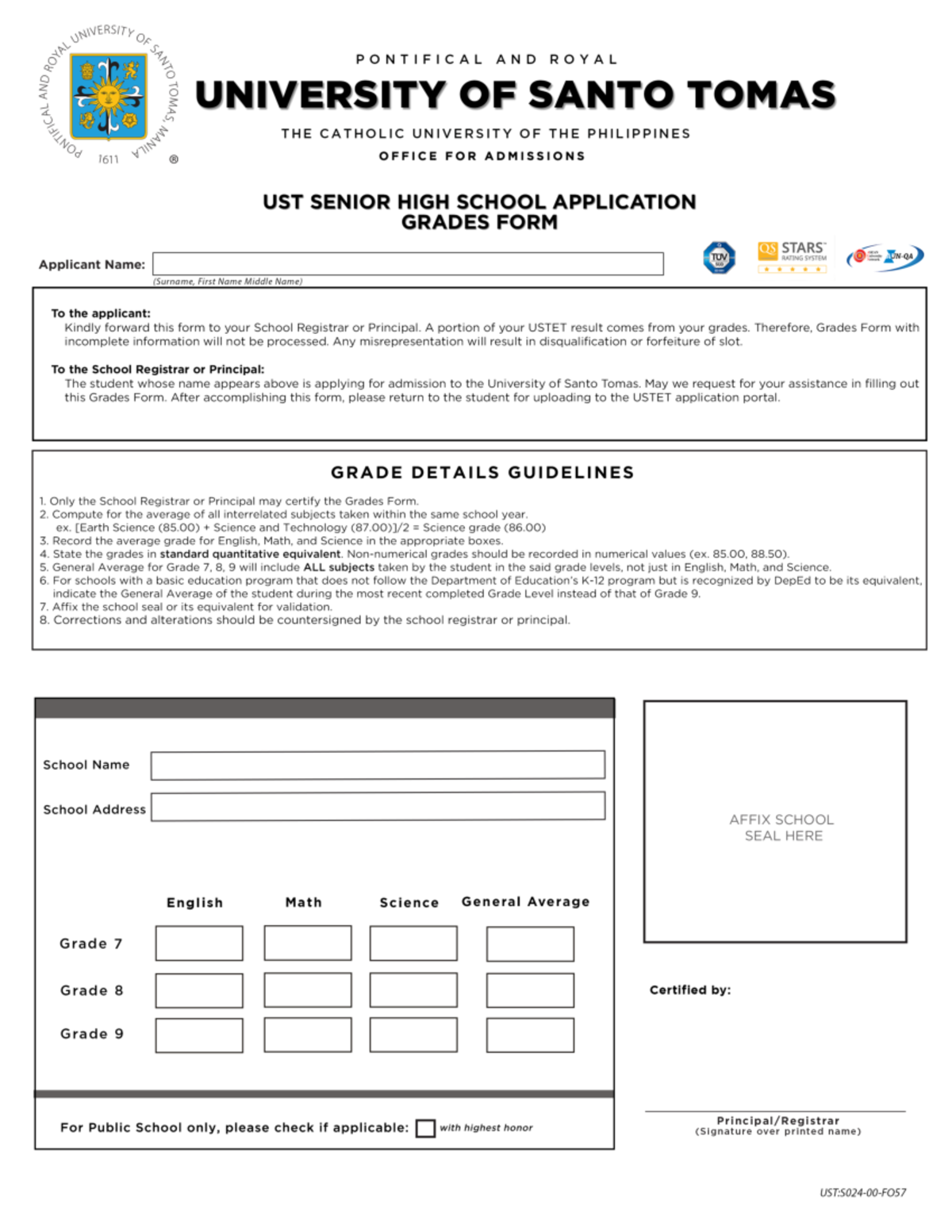 Grades Form SHS 2022 final - Science, Technology, Engineering ...