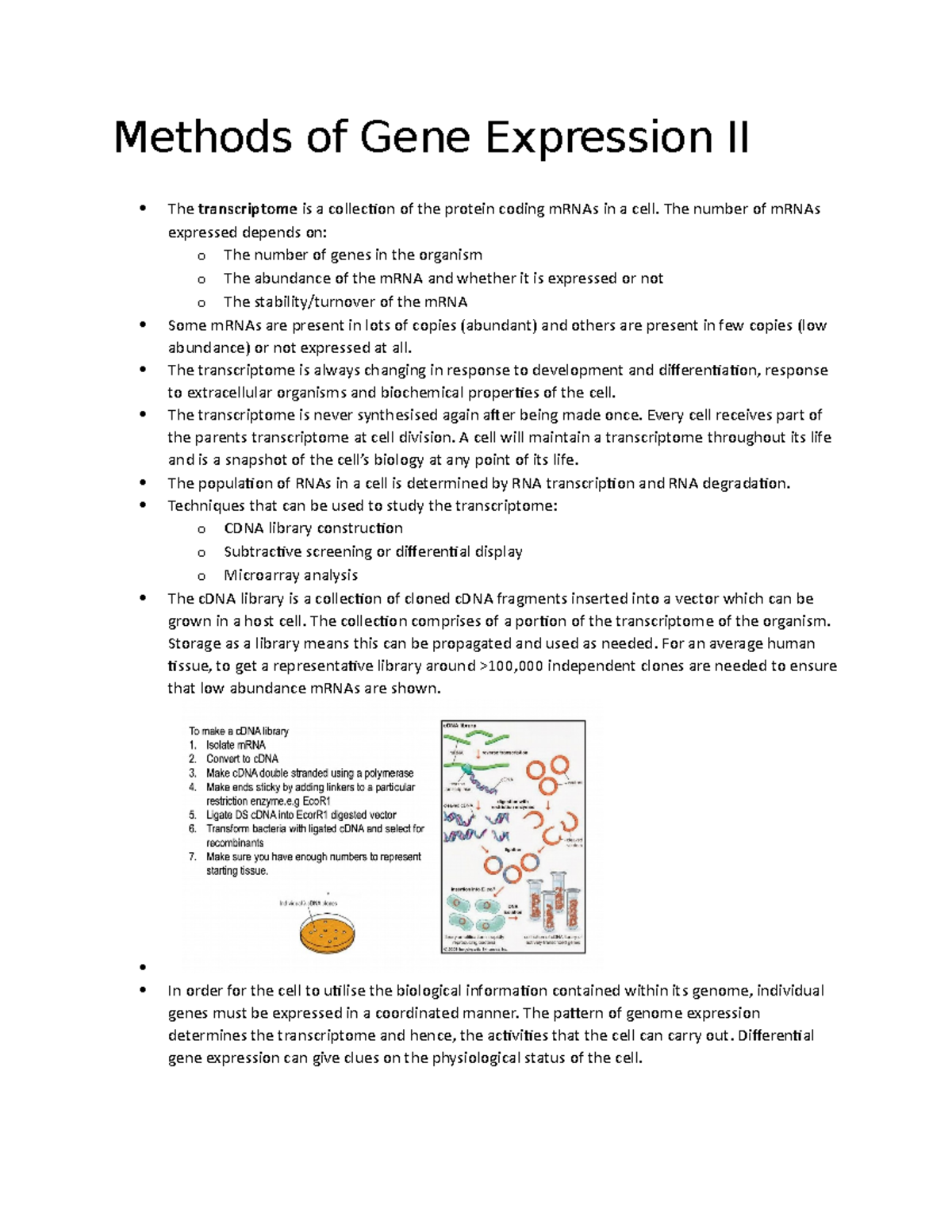 Molecular Basis - Methods of Gene Expression II - Methods of Gene ...