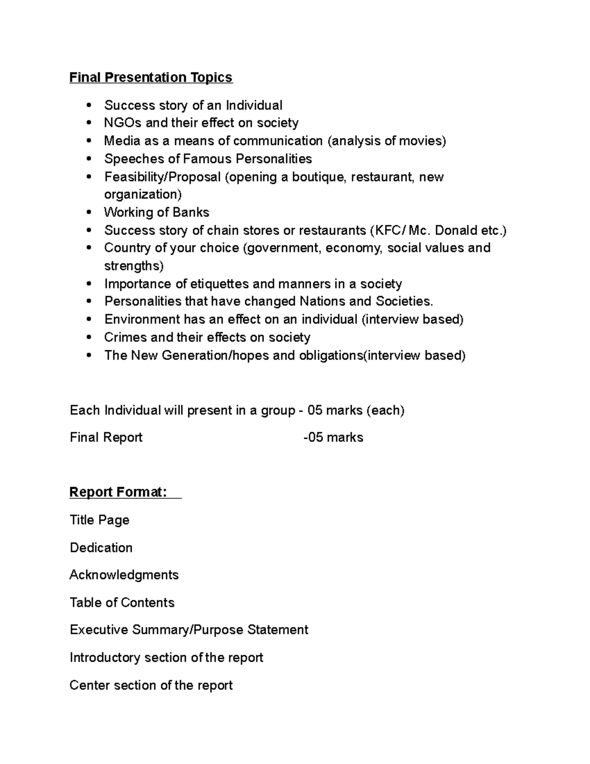 Final presentation topics - Final Presentation Topics Success story of ...