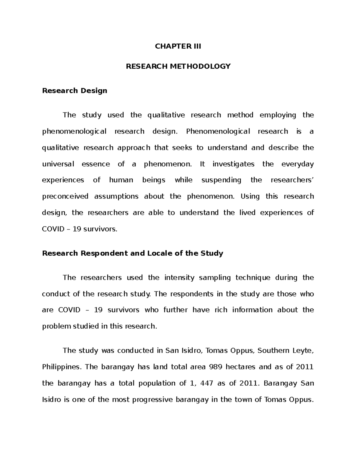 Chapter III - Research Design - CHAPTER III RESEARCH METHODOLOGY ...