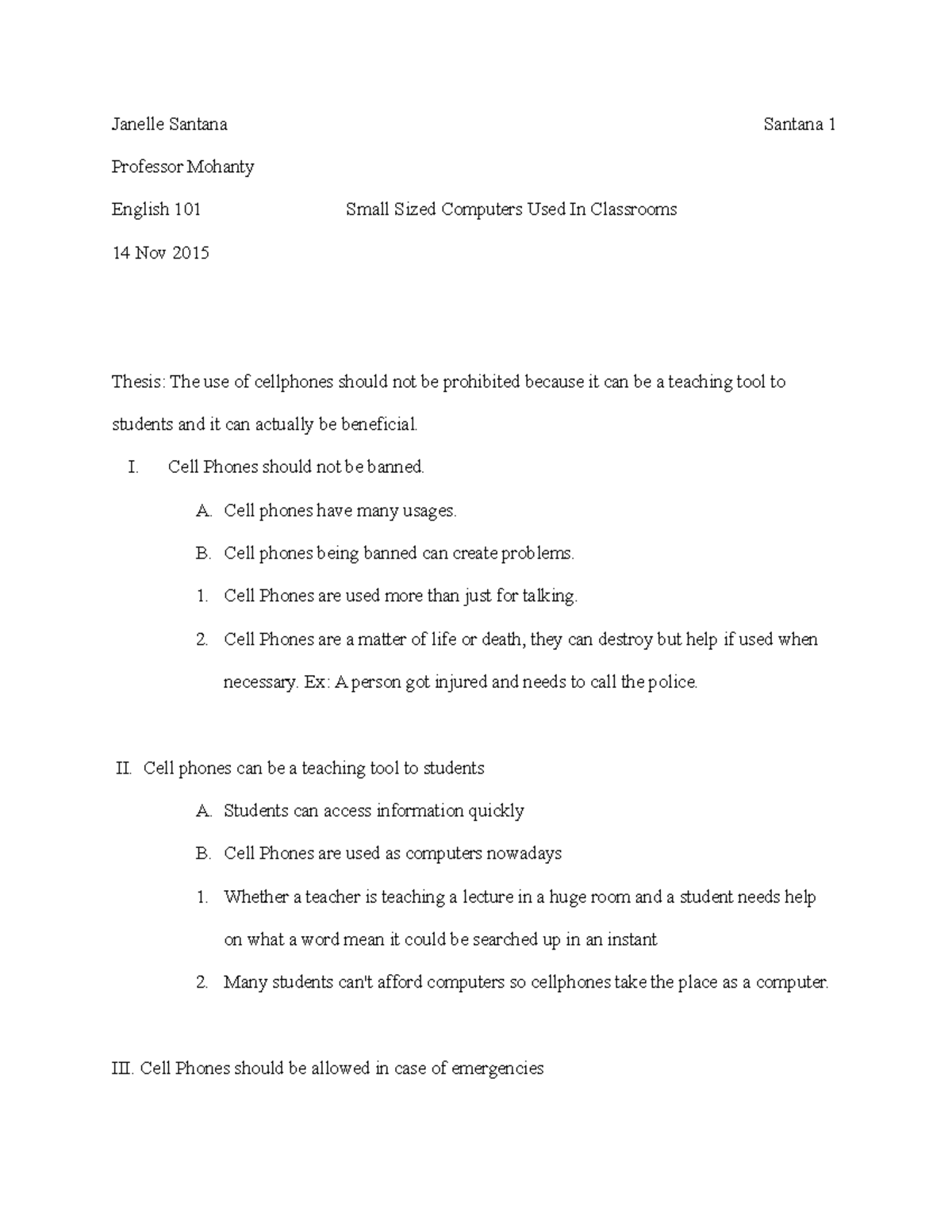 Cell phones - Assignment on Cell Phone - Janelle Santana Santana 1 ...