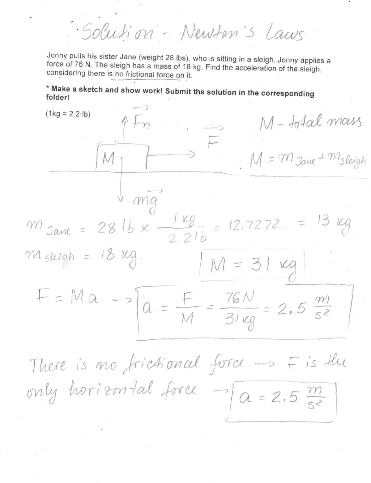 Solution T1 FR Newton's Laws - PHY1001 - Studocu