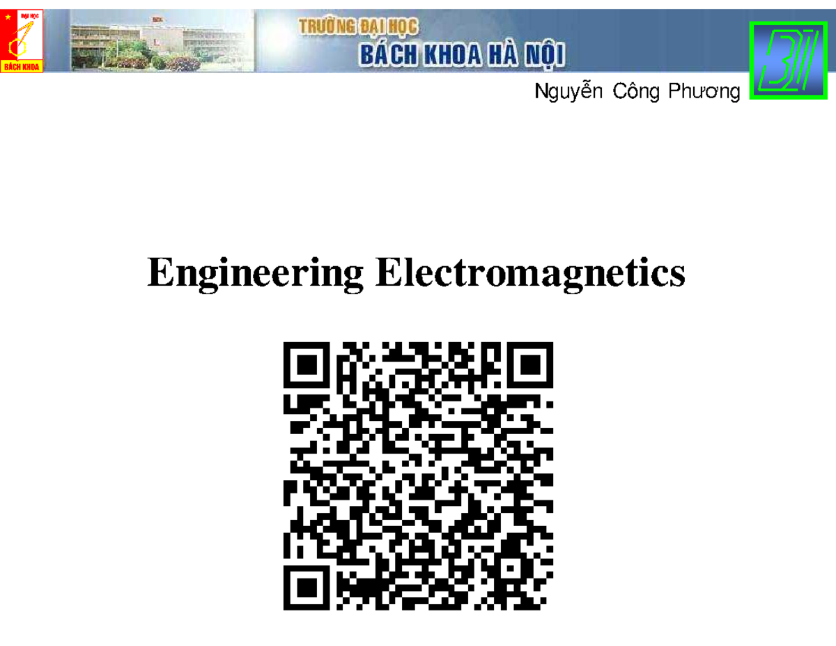 01 Introduction 2022 mk - Engineering Electromagnetics Nguyễn Công Phương Contents I ...
