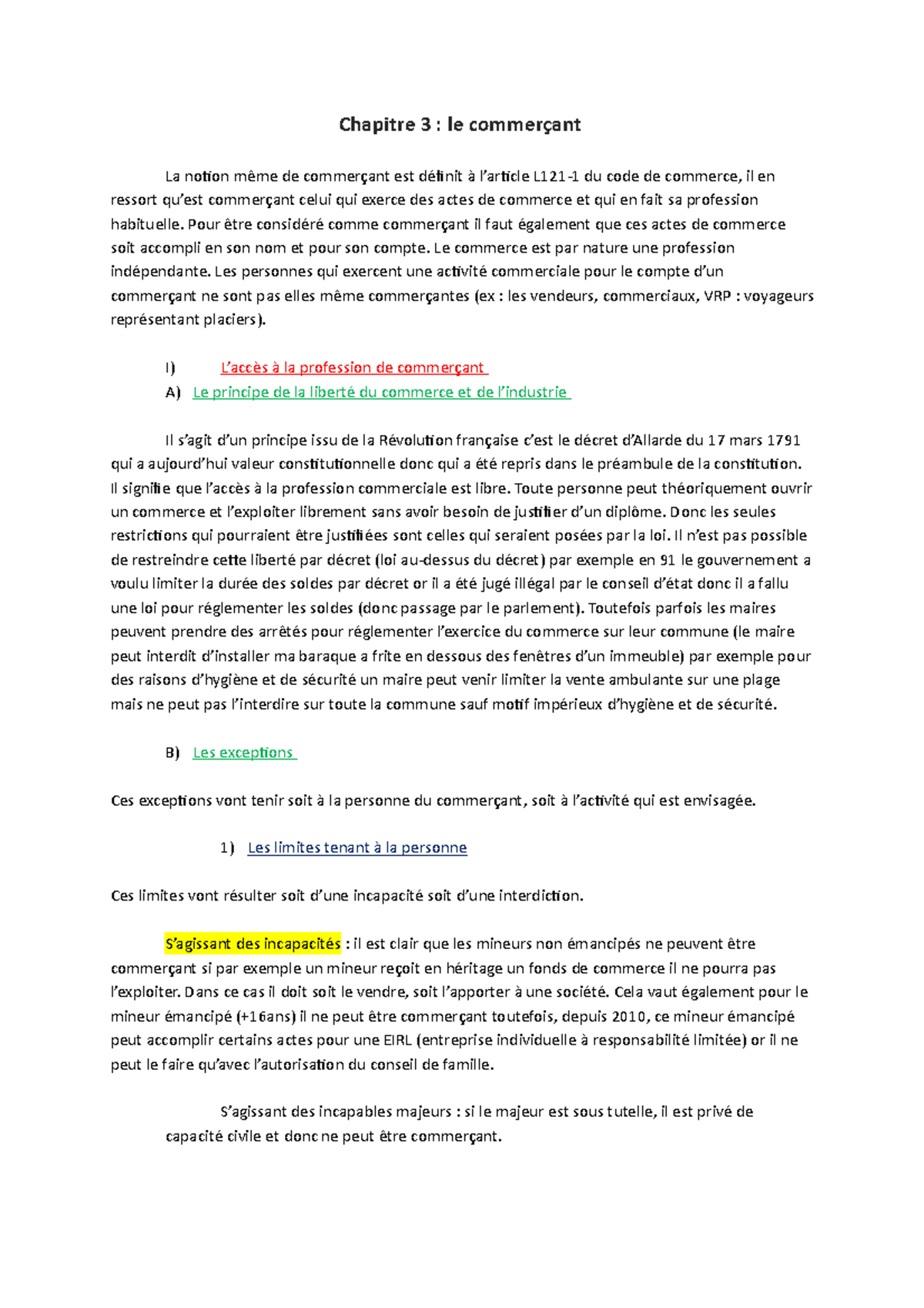 Chapitre 3 le commerçant - Chapitre 3 : le commerçant La notion même de ...