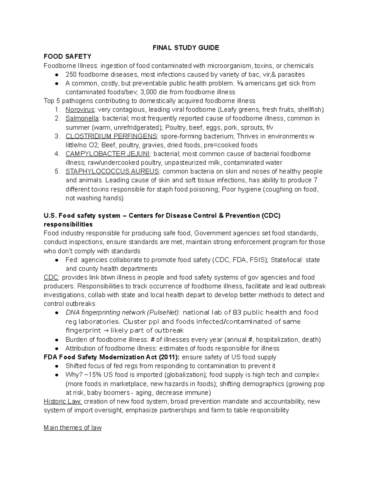 NTRN 343 Study Guide Final Exam - FINAL STUDY GUIDE FOOD SAFETY ...