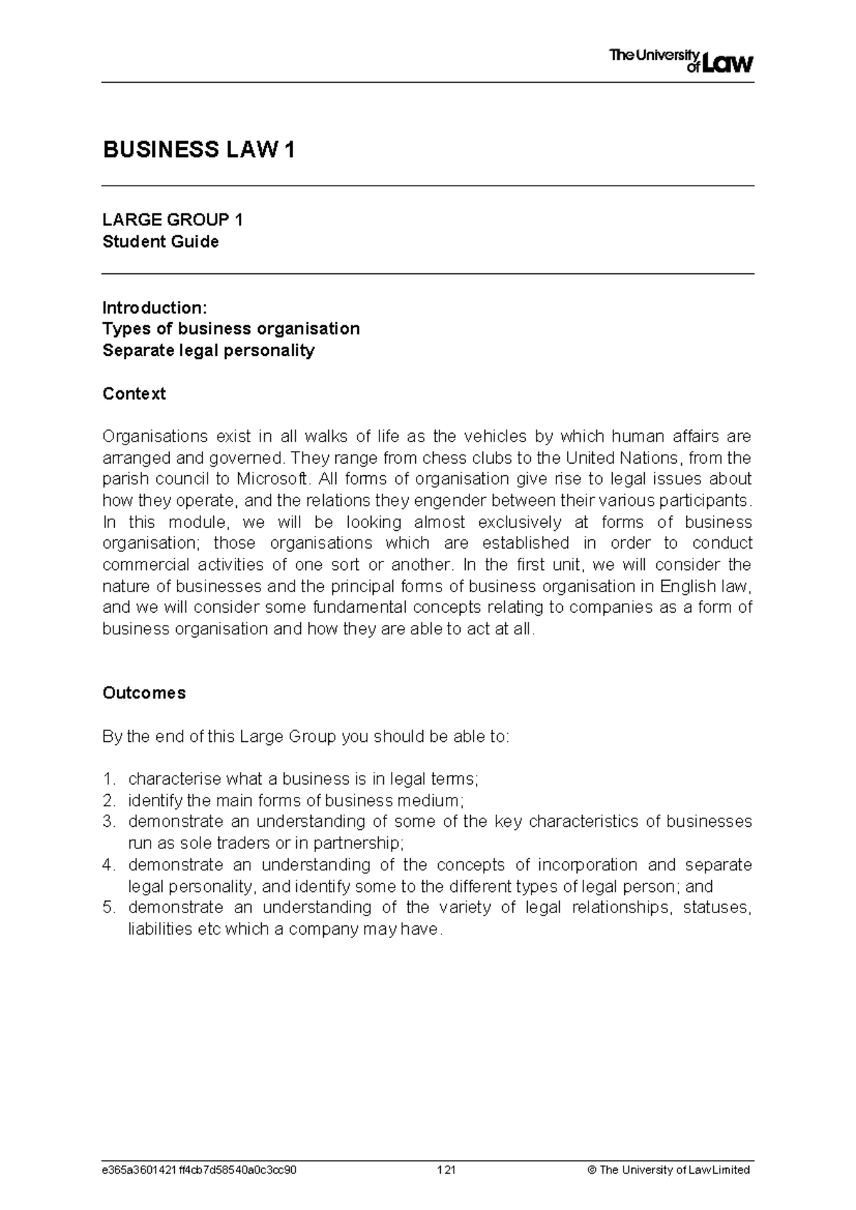 Unit 1 business law large group - BUSINESS LAW 1 LARGE GROUP 1 Student ...