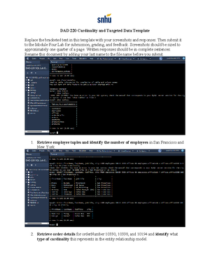 DAD 220 Module Four Major Activity Database Documentation Template - Replace the bracketed text ...