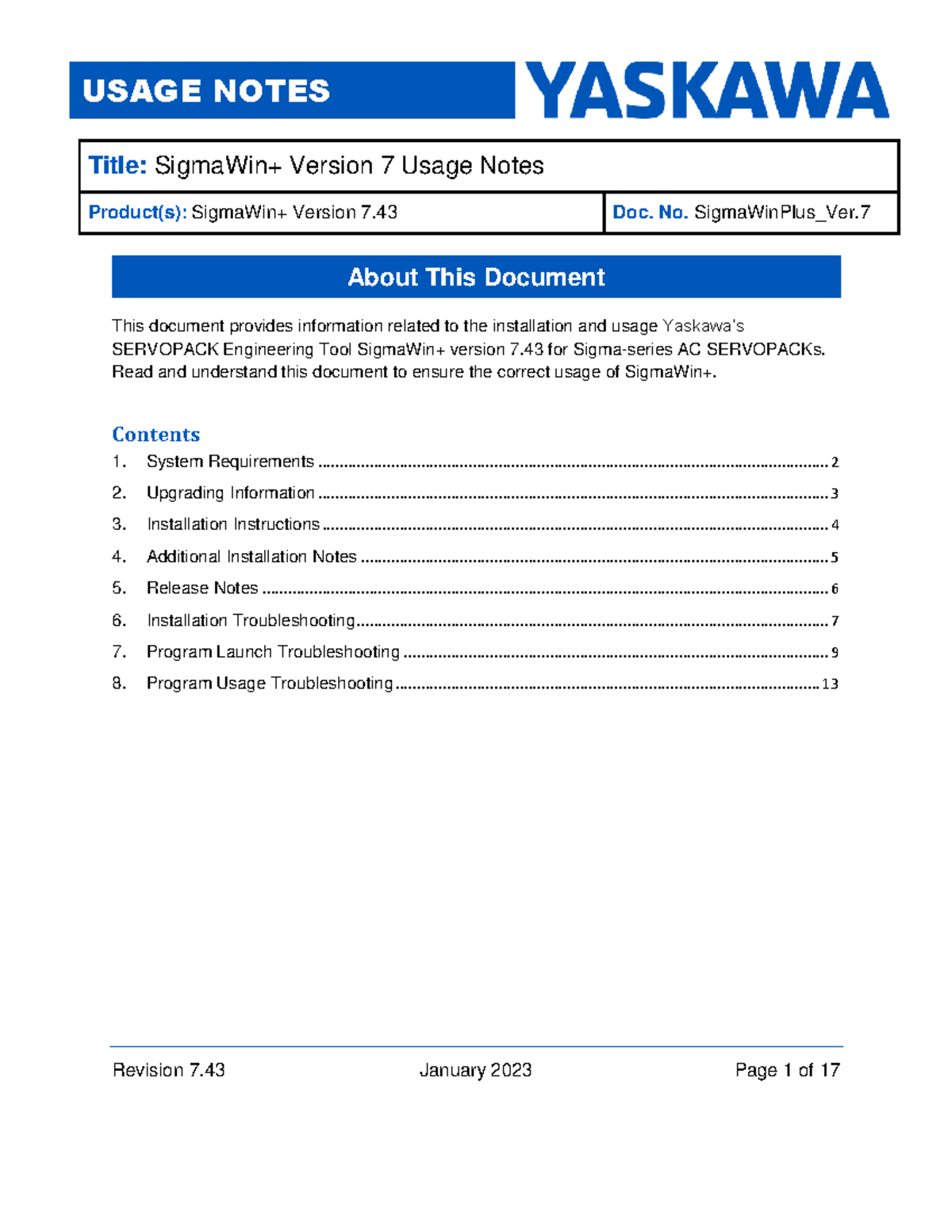 Sigma Win+ Ver. 7.43 Usage Notes [Read Me file] - Title: SigmaWin+ ...