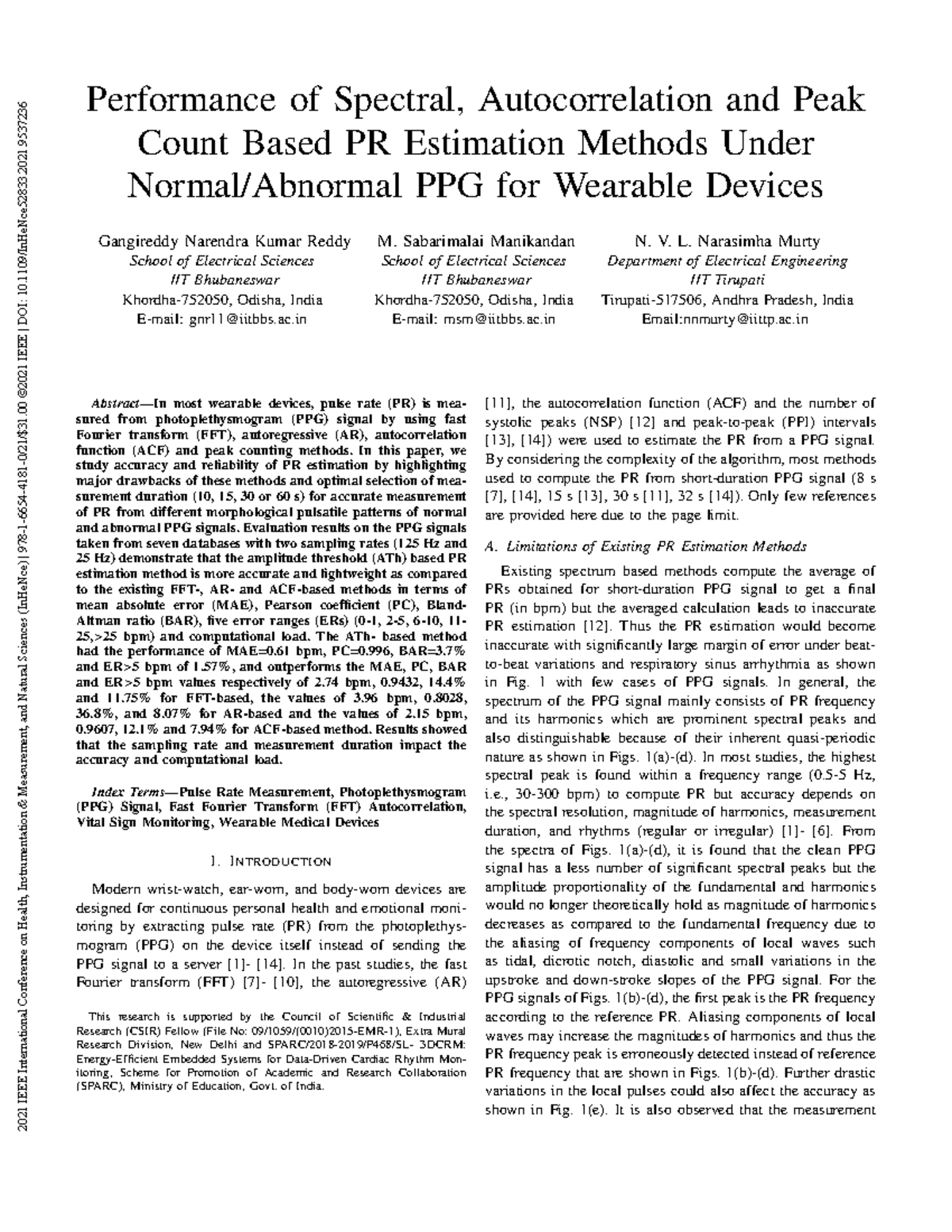 Performance Of Spectral Autocorrelation And Peak Count Based Pr