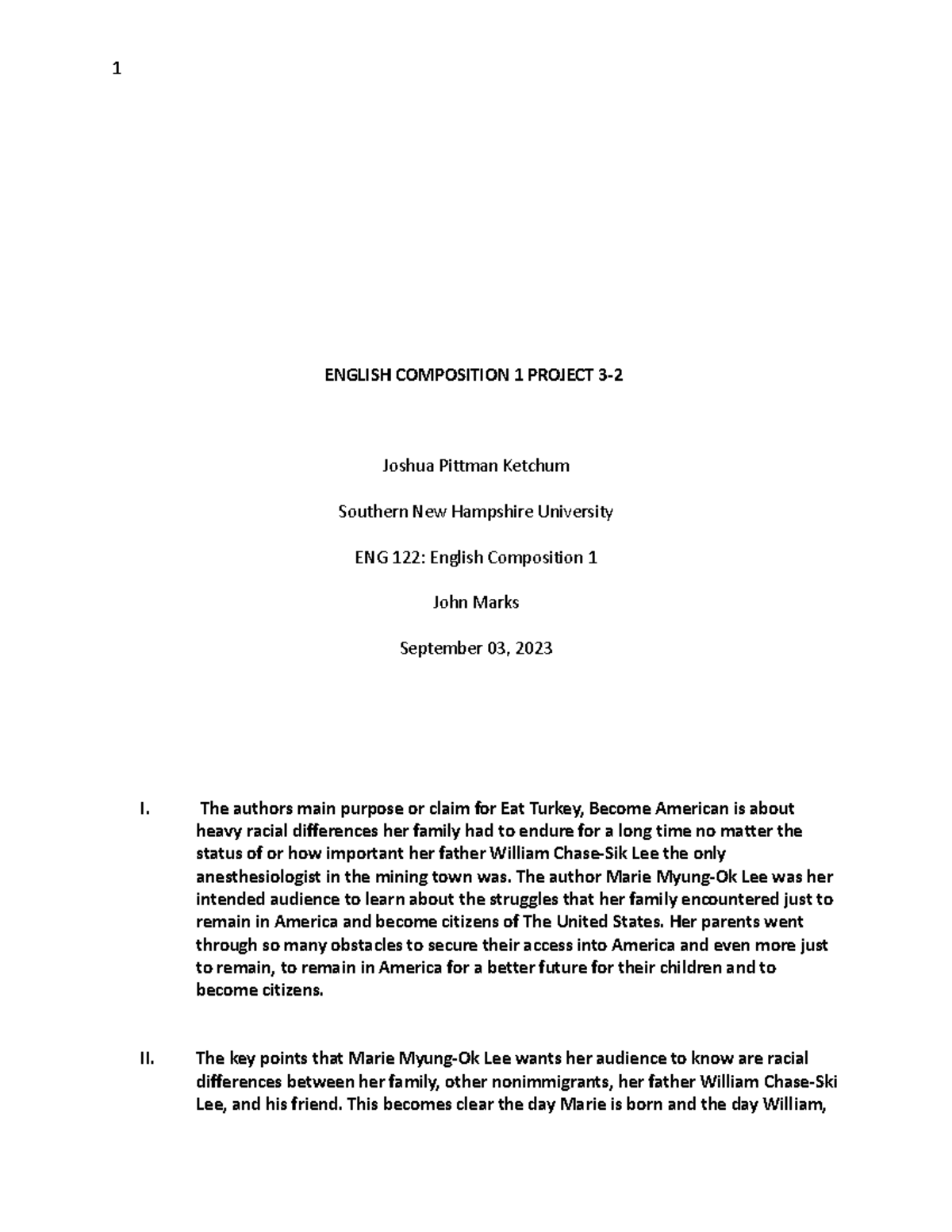 English Composition 1 project 3-2 Eat Turkey, Become American - 1 ...