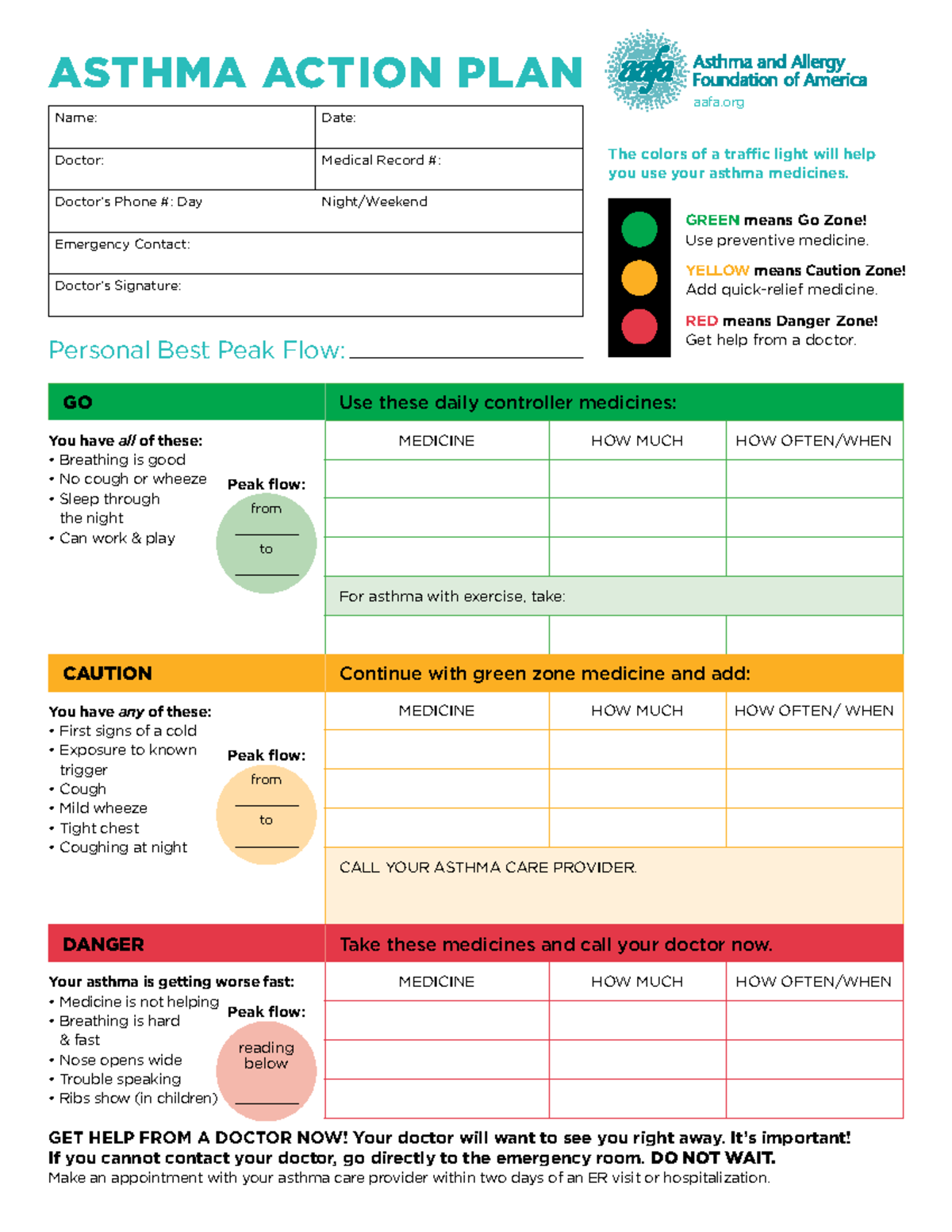 Asthma-action-plan-aafa - ASTHMA ACTION PLAN Name: Date: Doctor ...