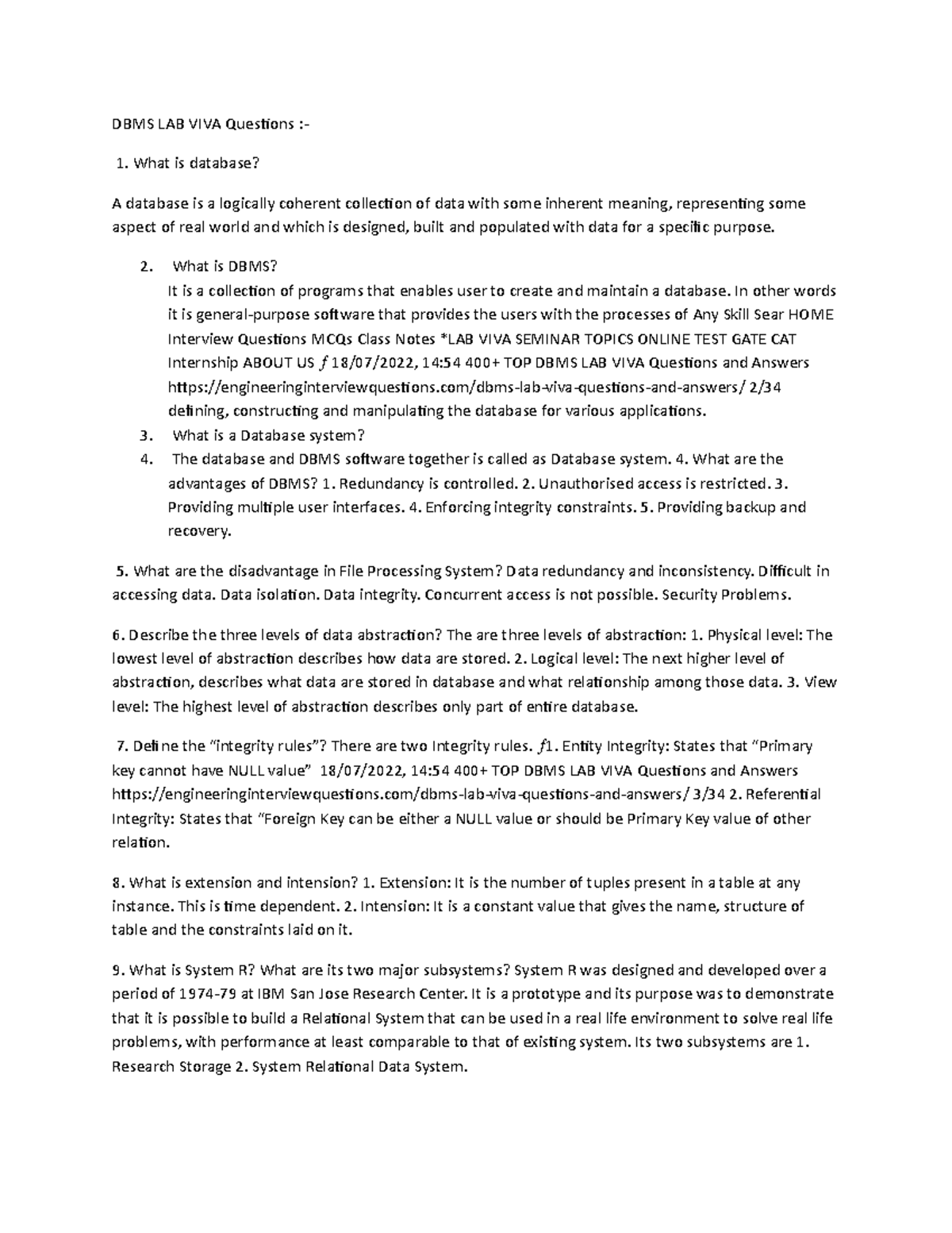 Dbms Viva Questions And Answers DBMS LAB VIVA Questions What Is