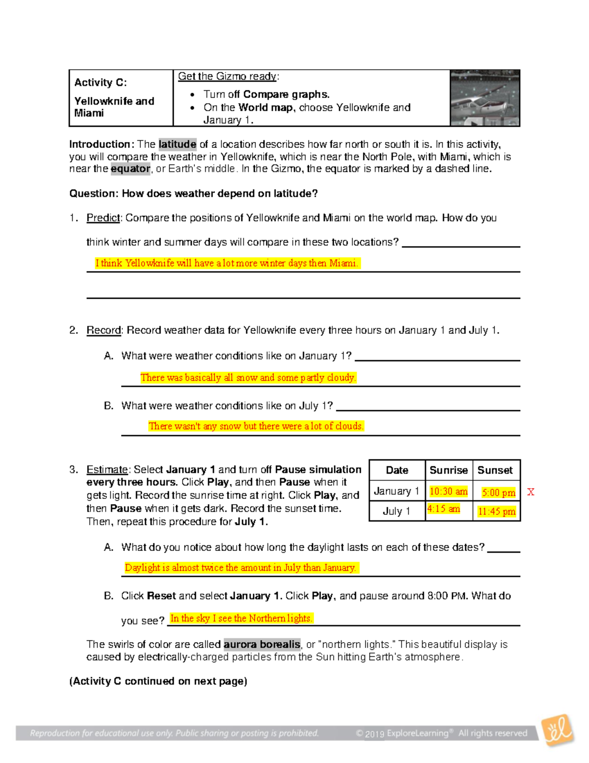 Michael Allen - C Observing Weather - 2019 Activity C: Yellowknife and ...