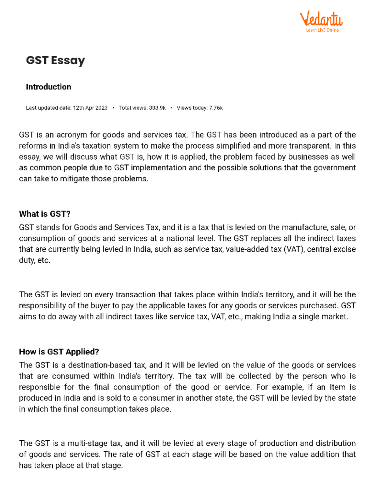 GST Essay - Ok fine hi hru ok gst - class assesment - Studocu