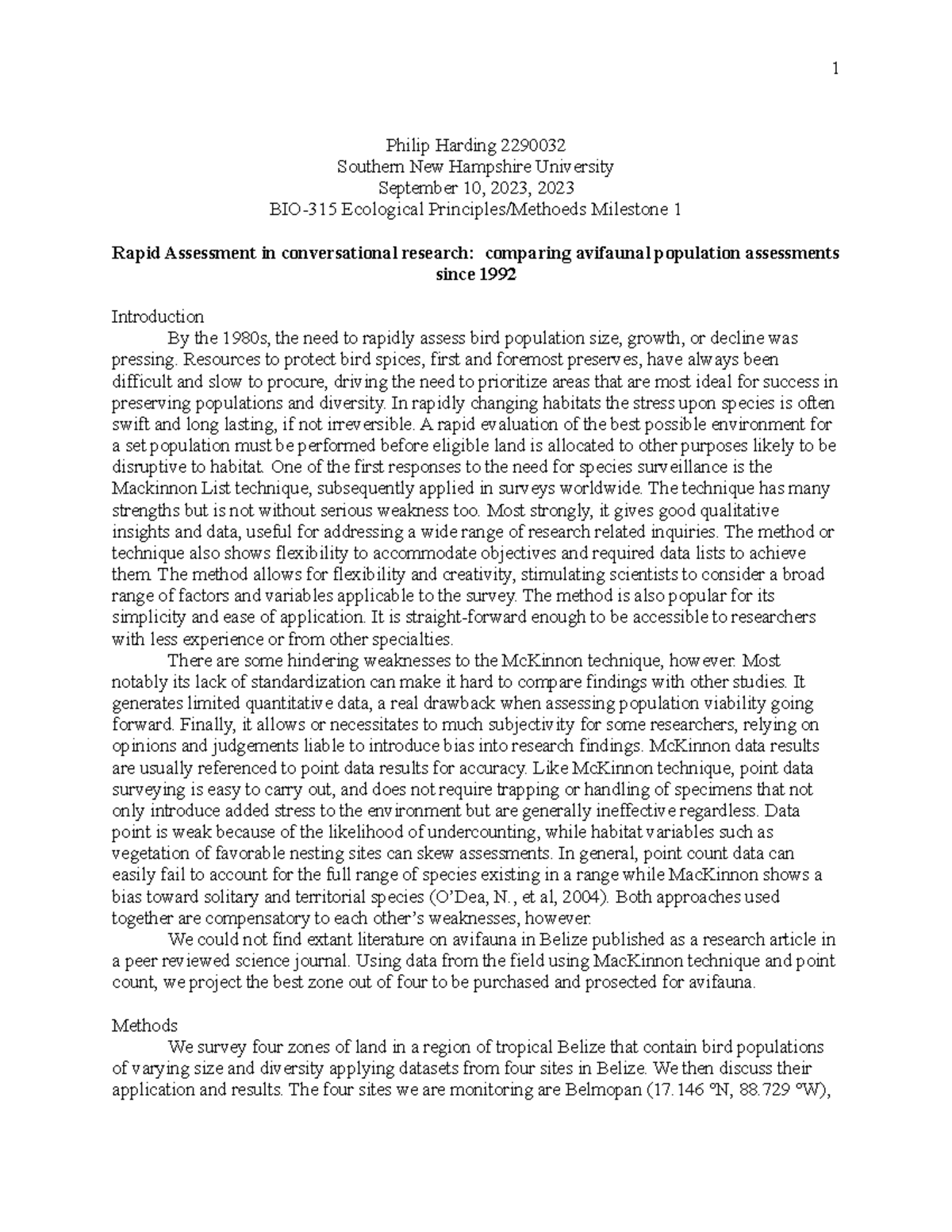 Milestone 1 Harding 2290032 - Philip Harding 2290032 Southern New ...