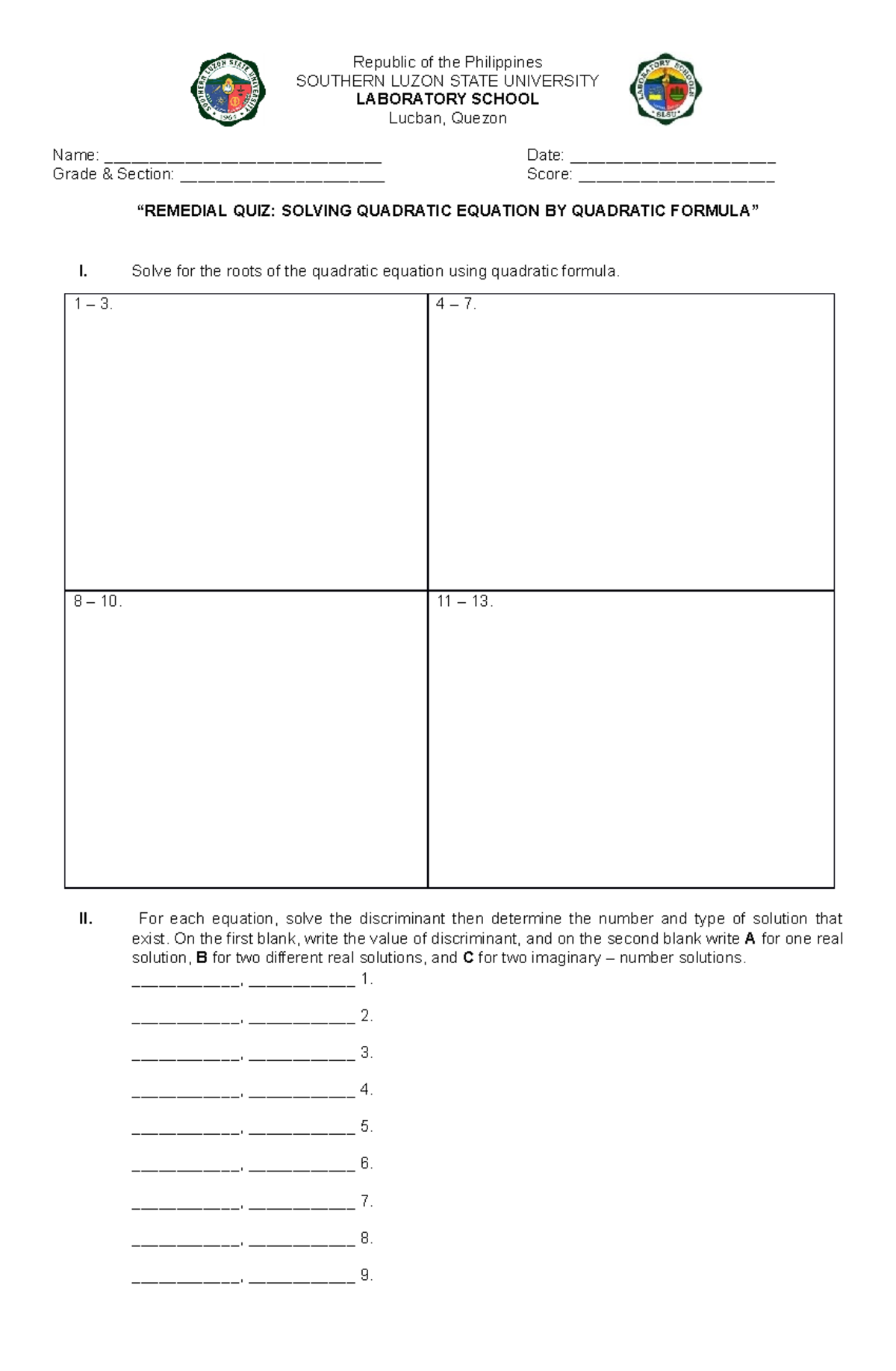 Remedial Quiz 3 - These are possible quizzes - Republic of the ...