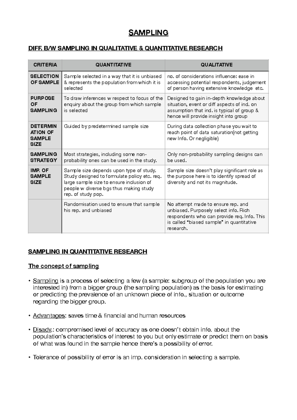 Sampling pdf - SAMPLING DIFF. B/W SAMPLING IN QUALITATIVE ...