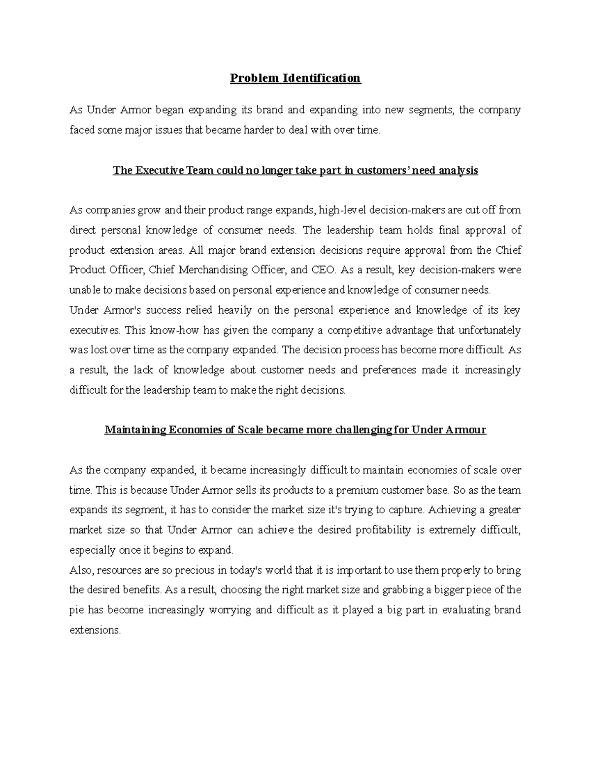 Ahnaf Showmik - Recomendation - Problem Identification As Under Armor ...