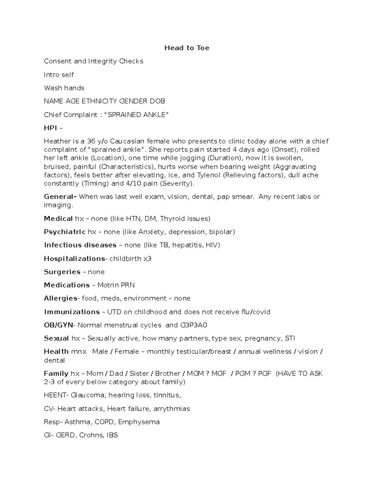 Head to Toe Subjective - Script outlines - Head to Toe Consent and ...