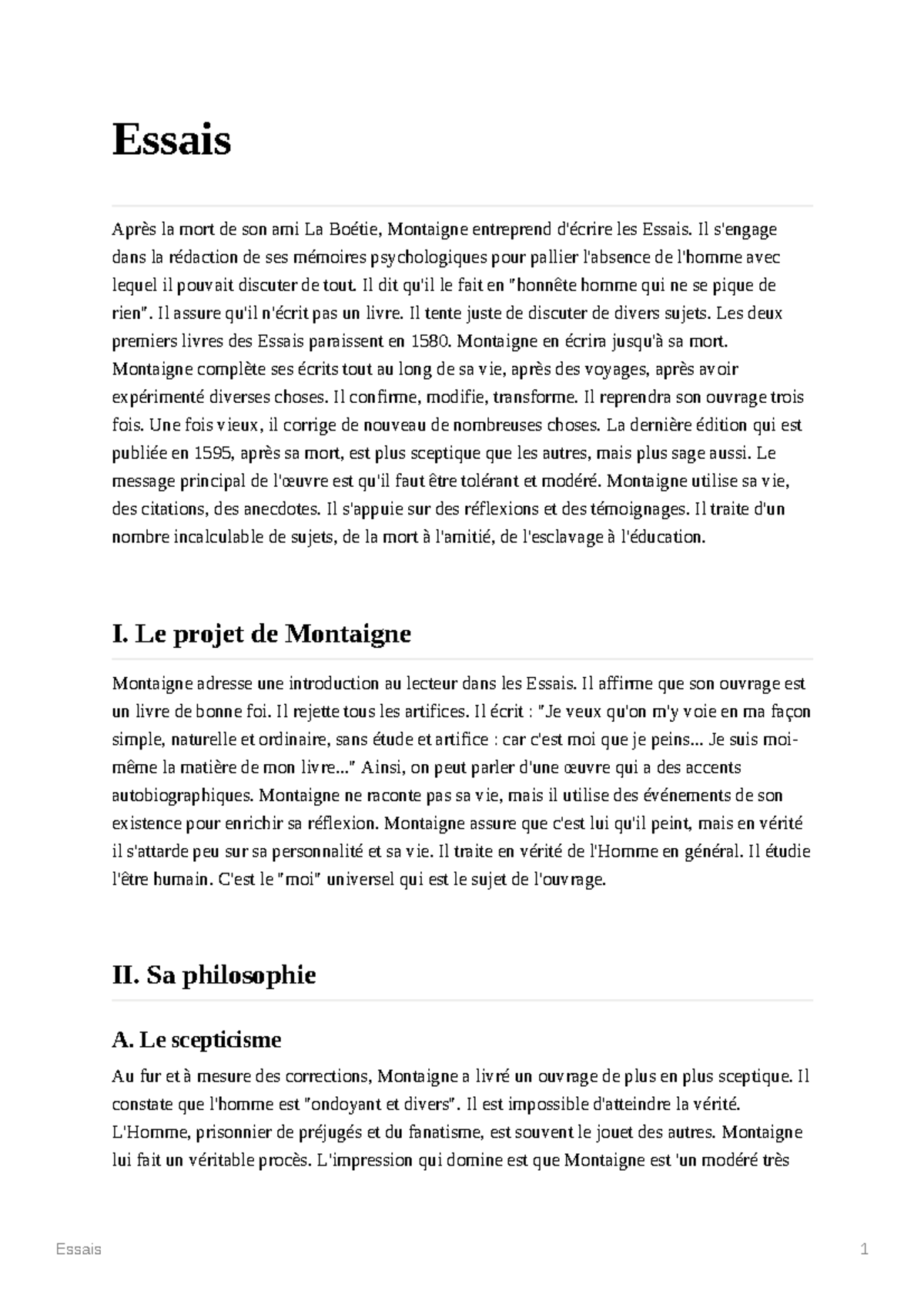 Essais - Il s'engage dans la rédaction de ses mémoires psychologiques ...
