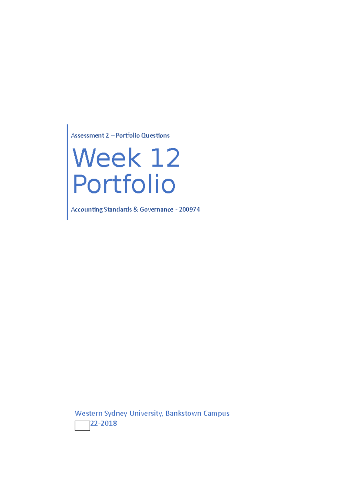 Week 12 Portfolio Questions - Assessment 2 – Portfolio Questions Week ...