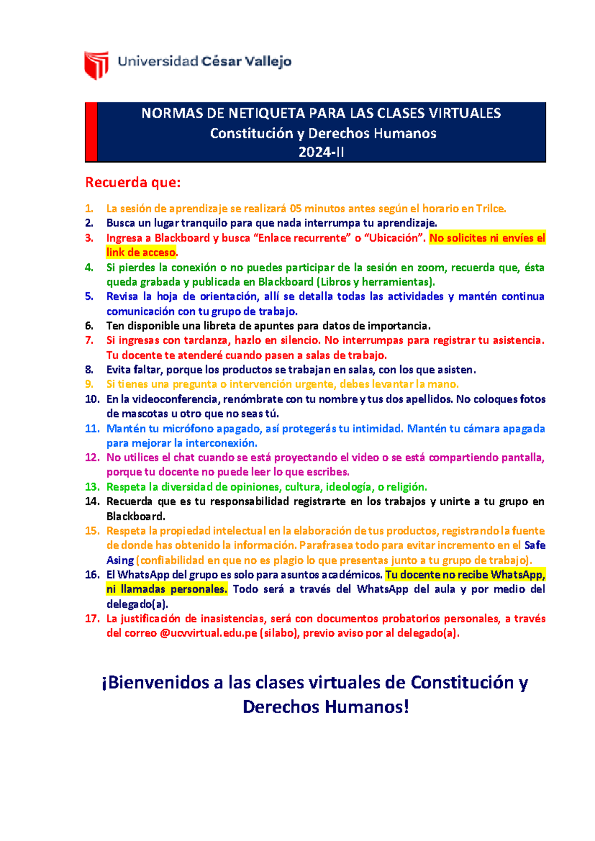 Normas DE Netiqueta PARA LAS Clases Virtuales - NORMAS DE NETIQUETA ...