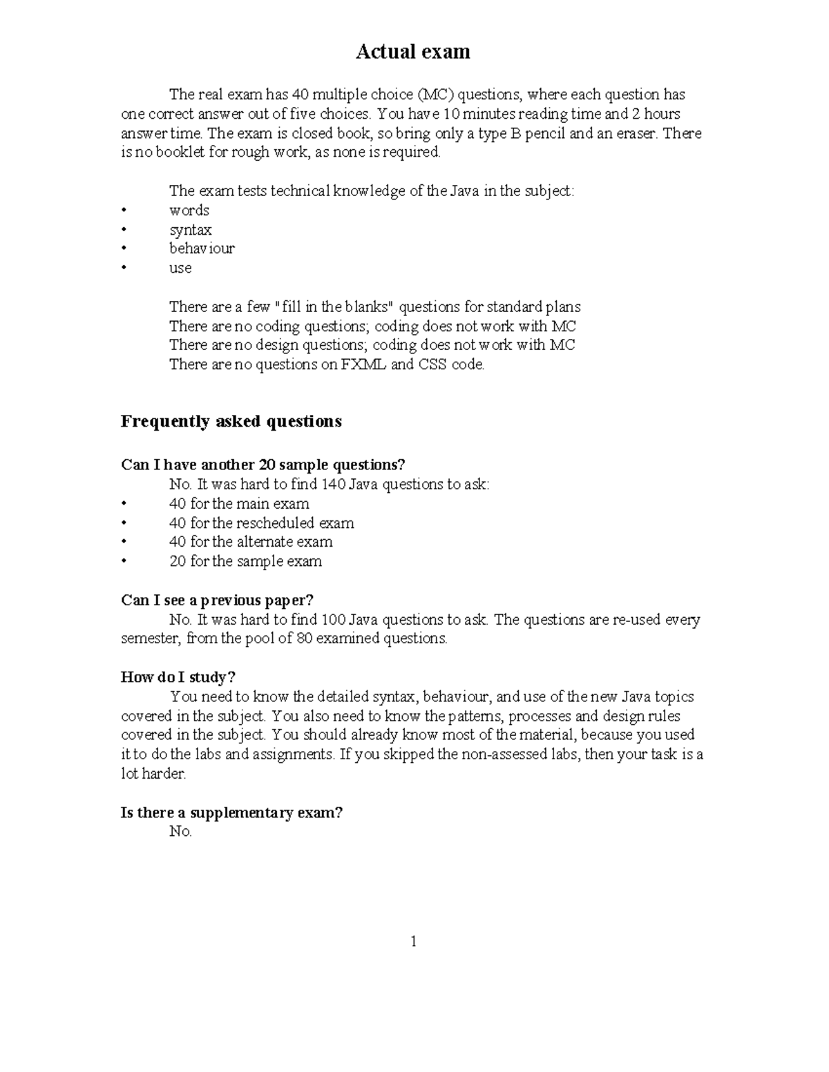 Sample Exam - Actual exam - Studocu