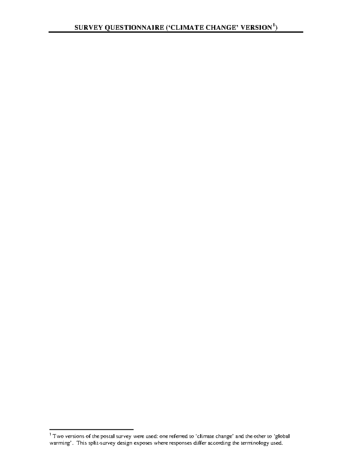 Unit 5 Practical 1 (Impact of climate change questionnaire) - SURVEY QUESTIONNAIRE (‘CLIMATE ...