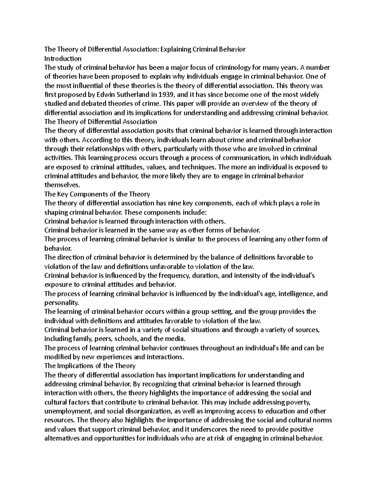 CT7 - notes - The Theory of Differential Association: Explaining ...
