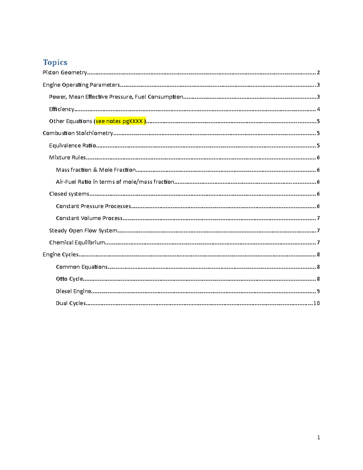 Formula sheet 454 - Summary Capstone Mechanical Engineering Design ...
