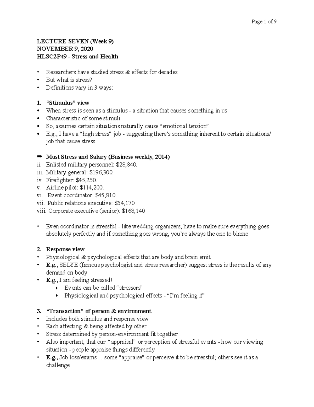 Lecture Seven - NOV 9, 2020 - LECTURE SEVEN (Week 9) NOVEMBER 9, 2020 ...
