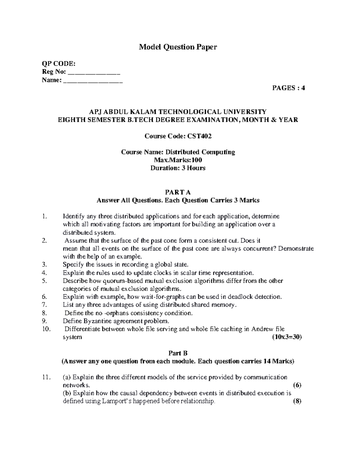 Model QP Solved - Model Question Paper QP CODE: Reg No ...