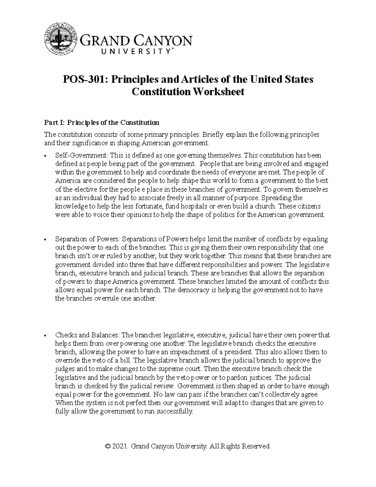 POS-301 T1 Constitution Worksheet - EDU-330 - GCU - Studocu