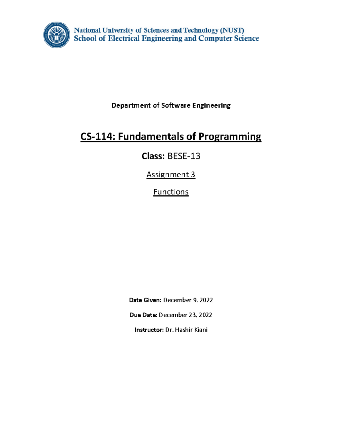 Assignment 3-BESE13 - Department of Software Engineering CS-114 ...