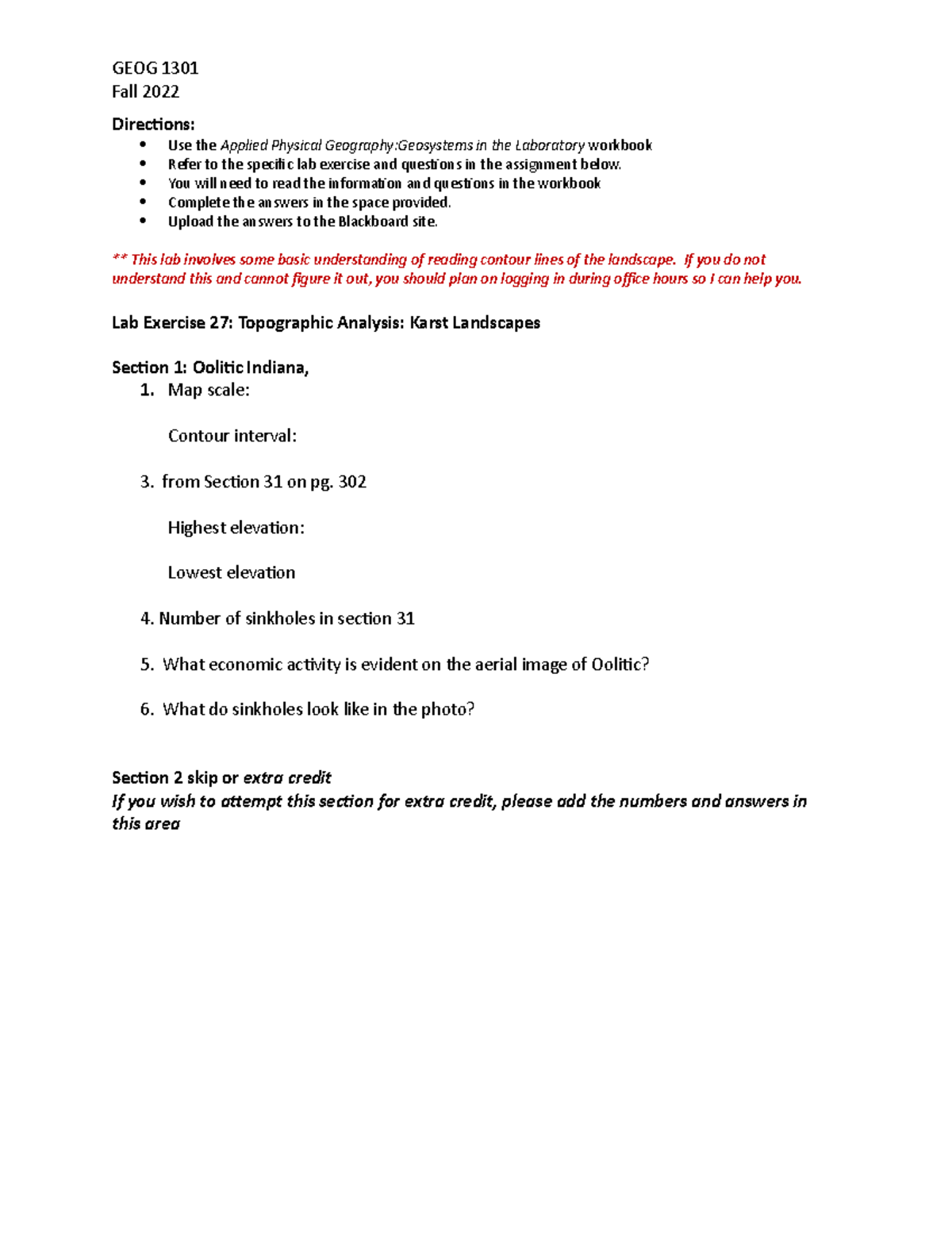 Task 11.04 applied exercise - GEOG 1301 Fall 2022 Directions: Use the ...