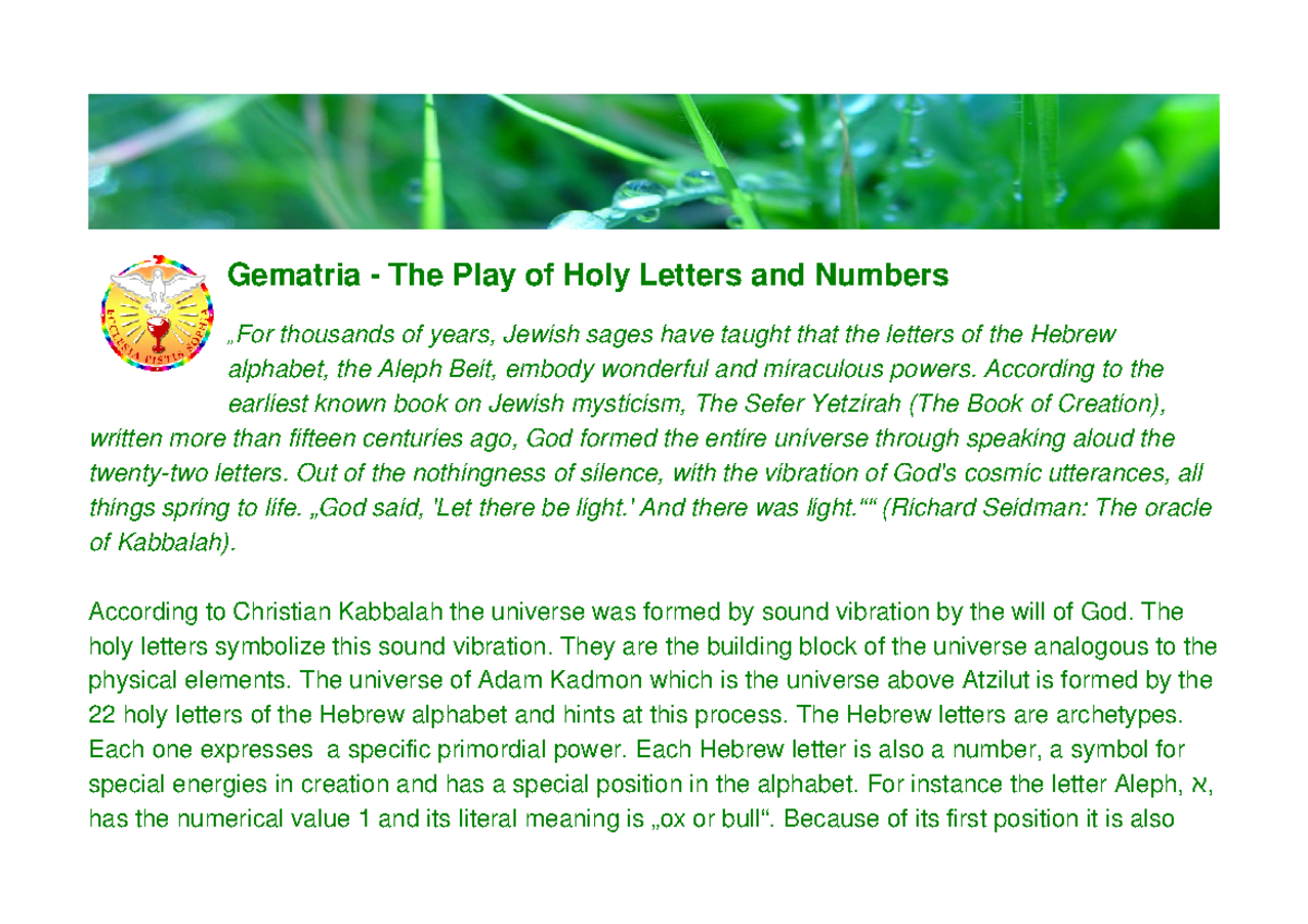 137668694 Gematria Numbers and Letters - Gematria - The Play of Holy ...
