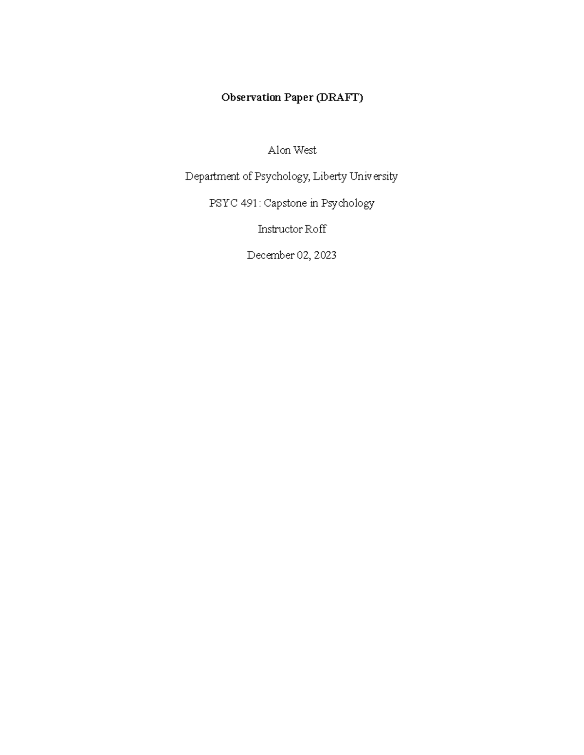 Observation Paper ( Draft - Observation Paper (DRAFT) Alon West ...
