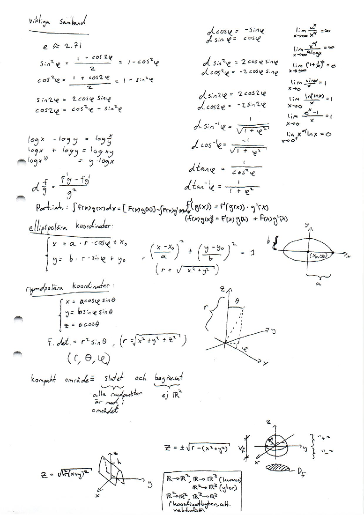 Flerdimensionell analys sammanfattning Ernest Björklund - LAGB01 - Studocu