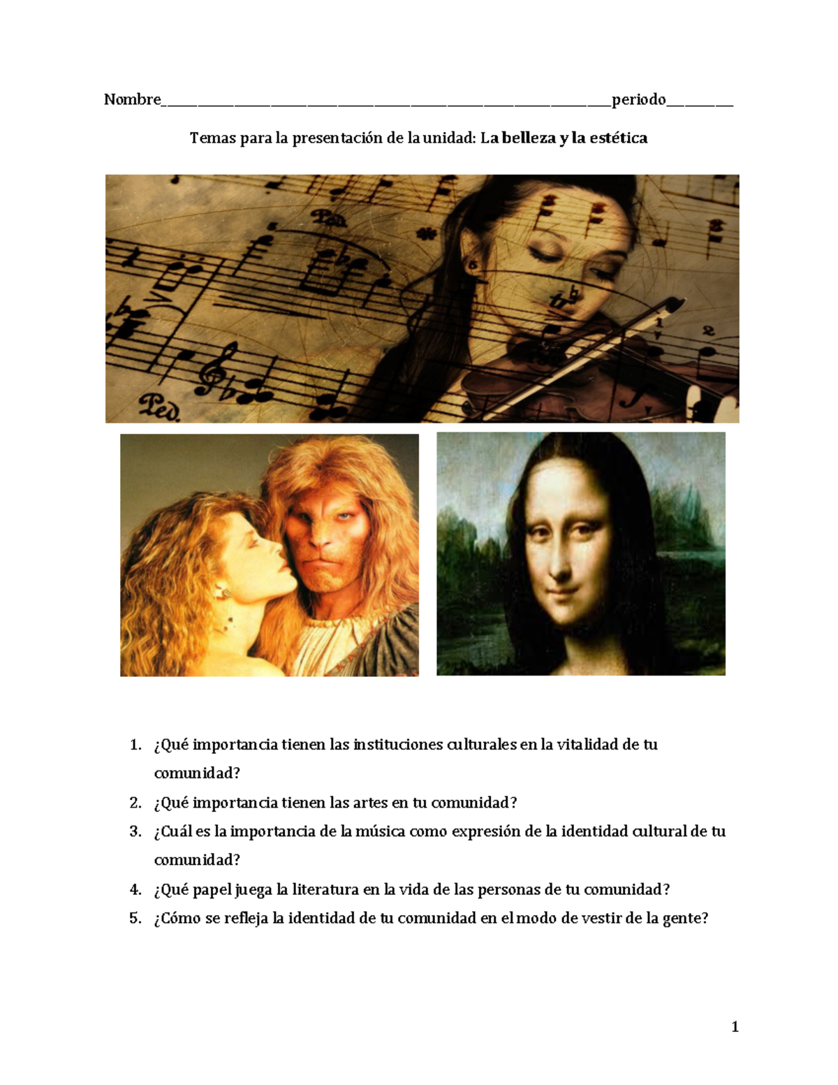 Temas para la presentación de la unidad La belleza y la estética ...