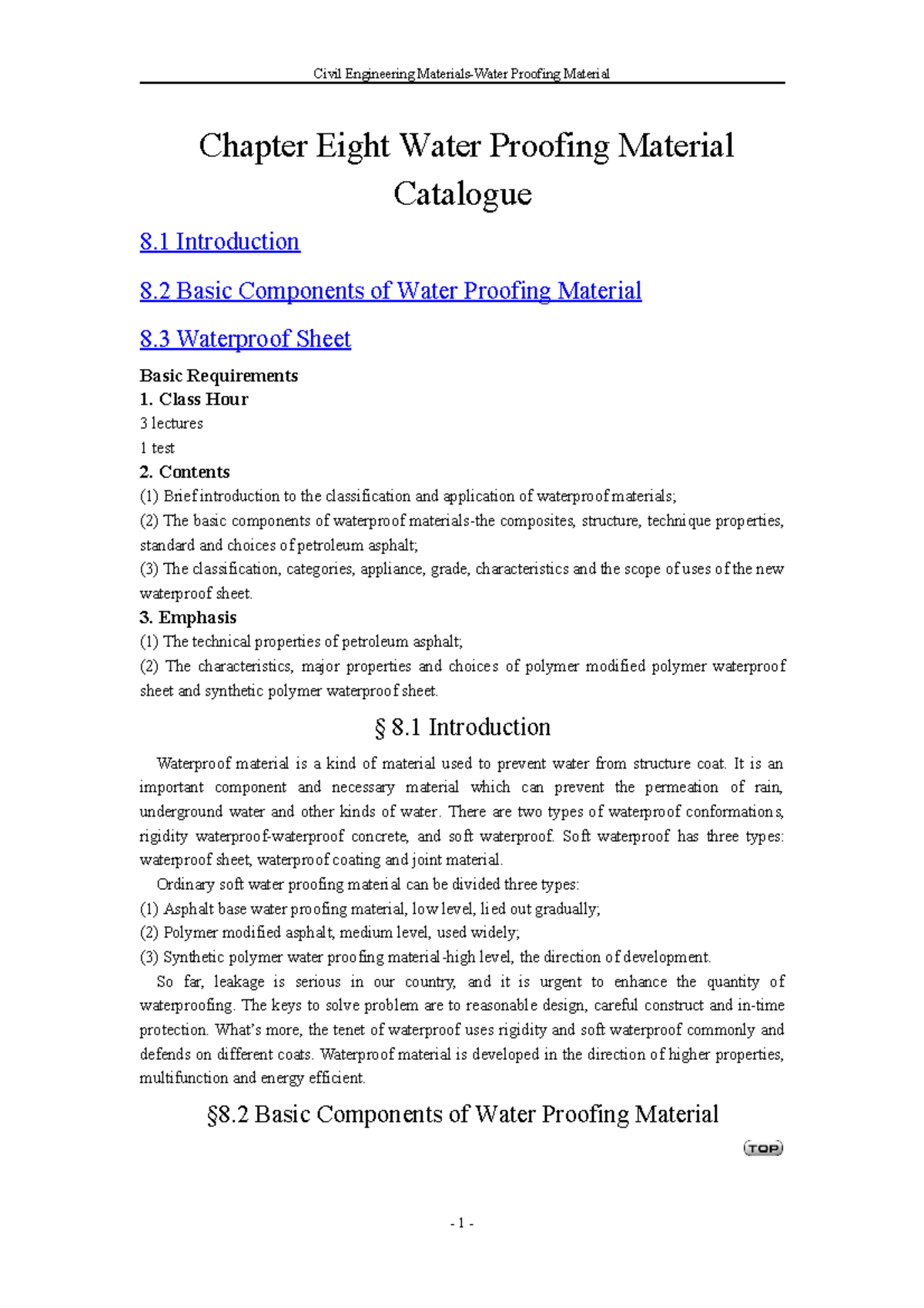 Chapter 8 - great book - Chapter Eight Water Proofing Material ...