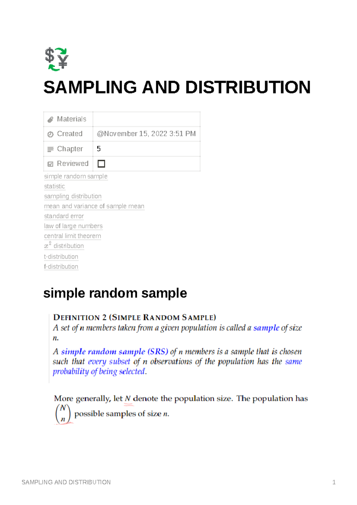 Sampling AND Distribution - SAMPLING AND DISTRIBUTION Materials Created ...