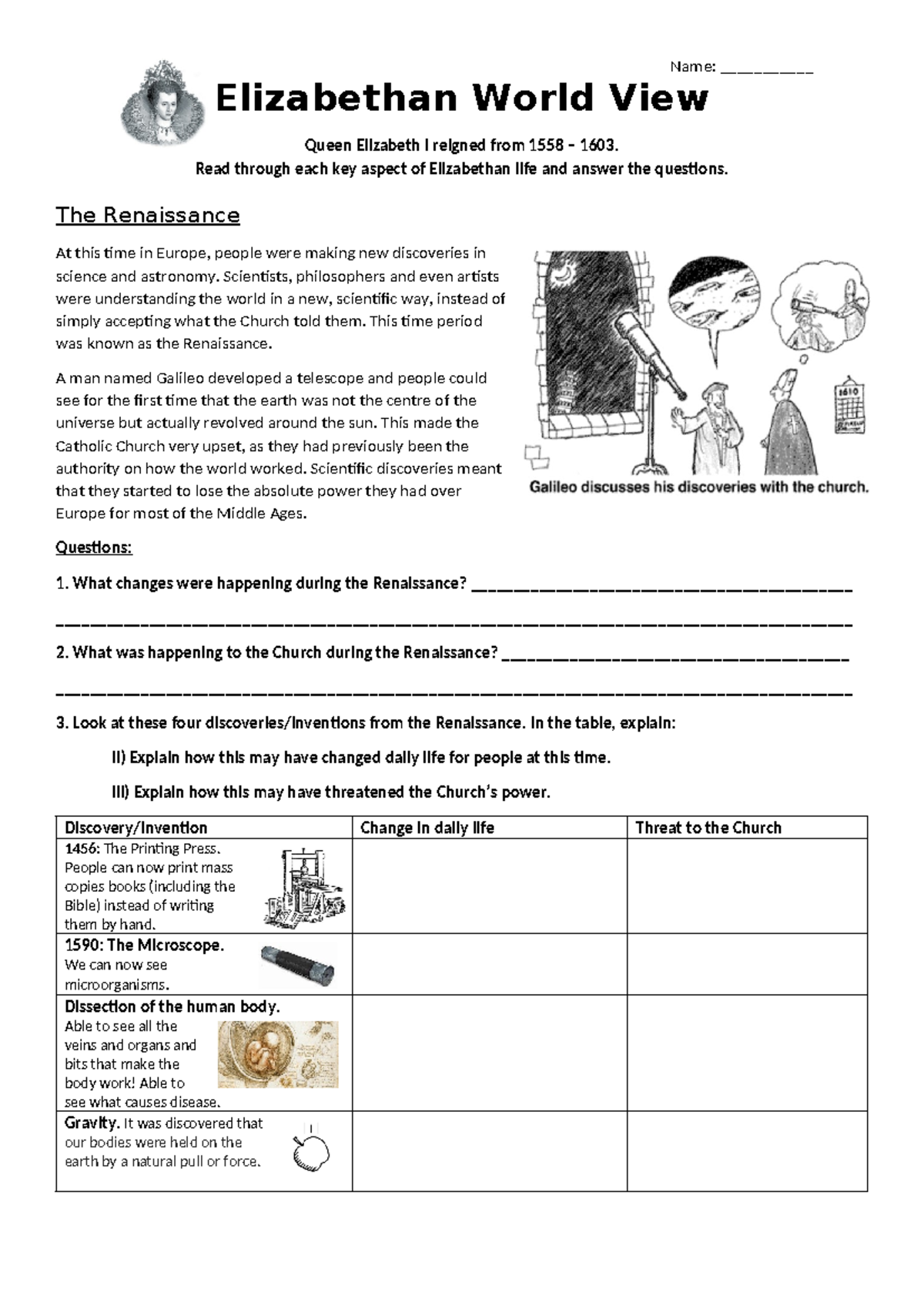Key Aspects of the Elizabethan World View: Renaissance & Fate ...